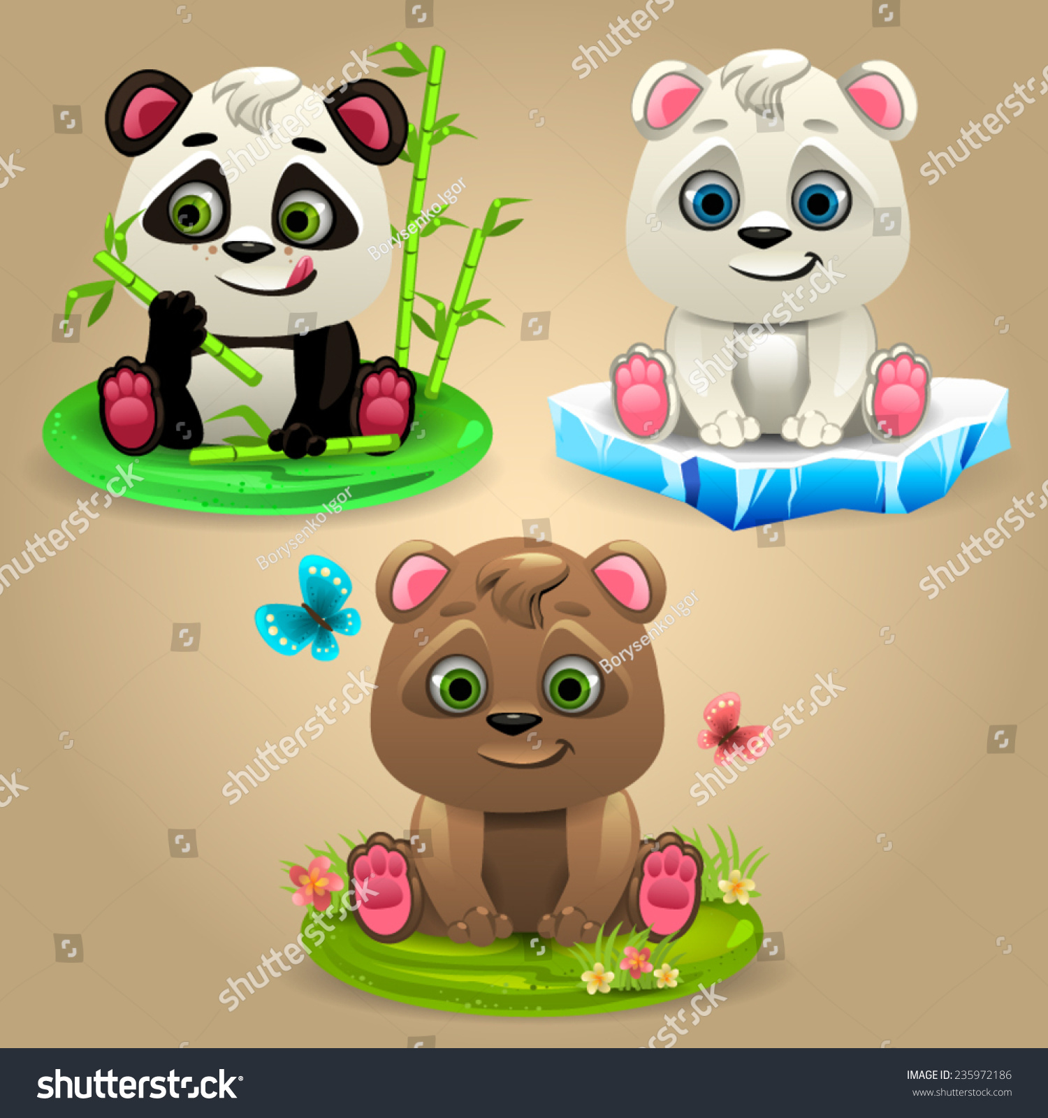 Cartoon Three Bears Stock Vector (Royalty Free) 235972186