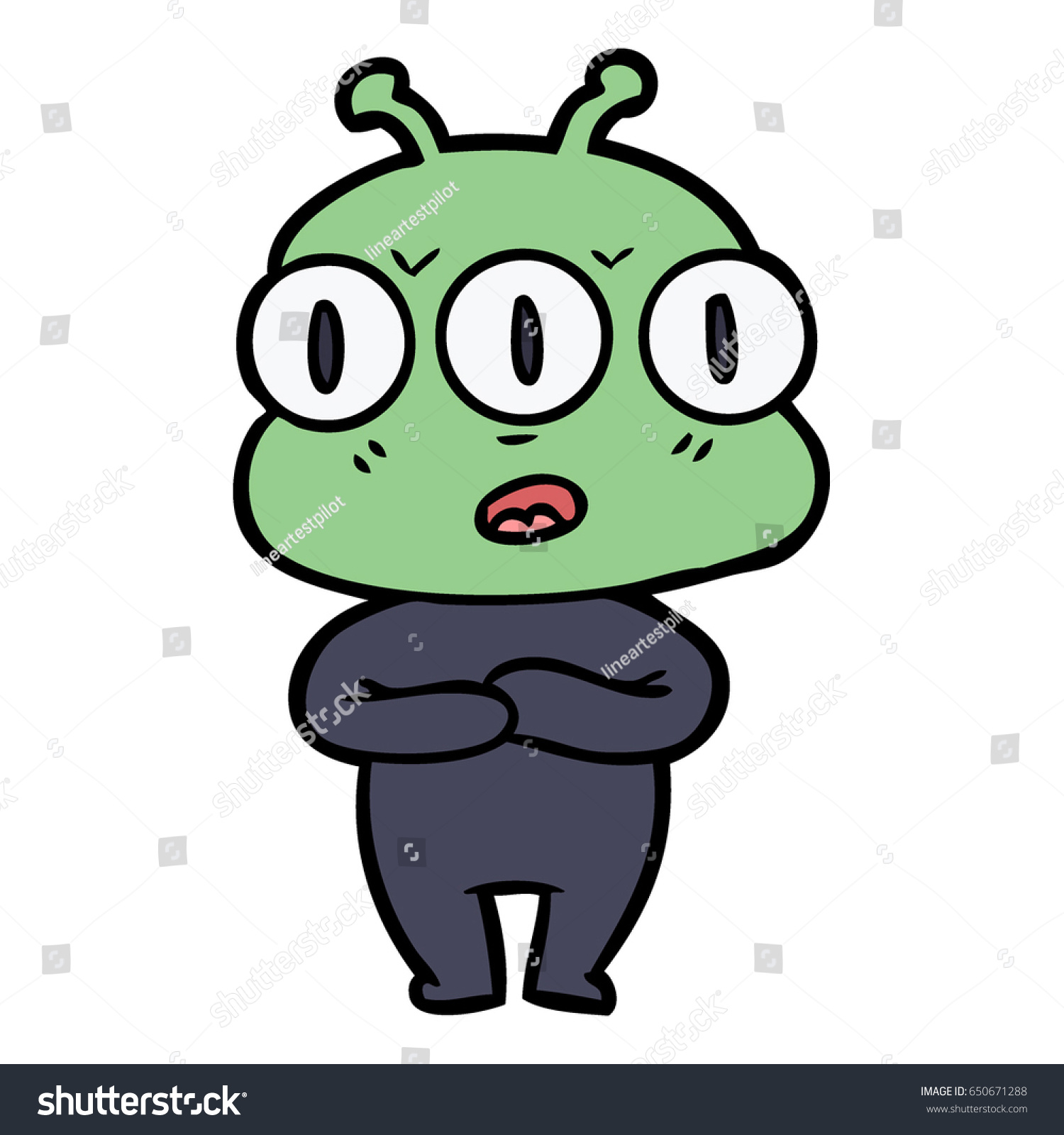 Cartoon Three Eyed Alien Stock Vector (Royalty Free) 650671288
