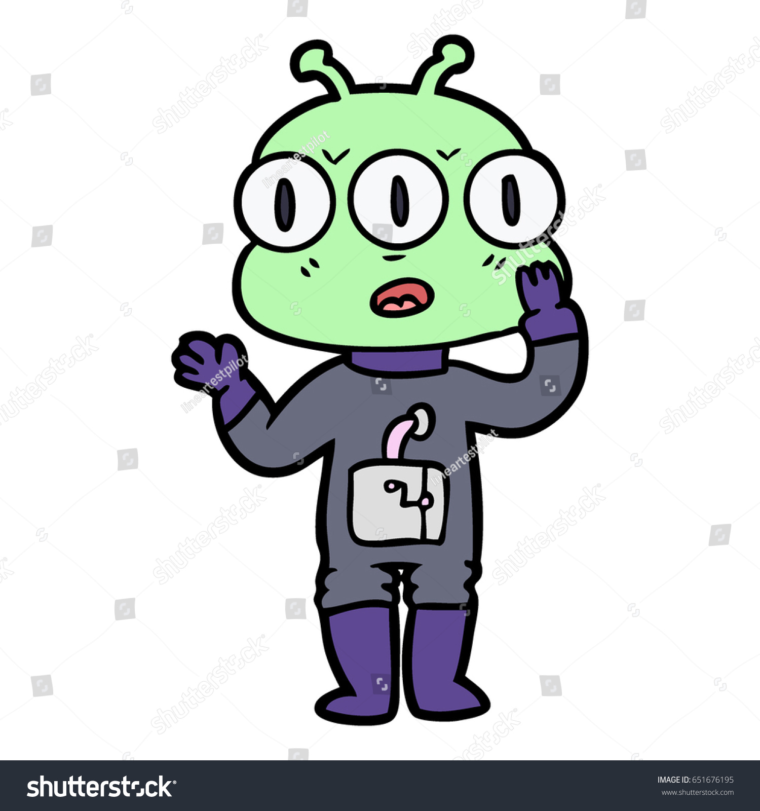 caricatura alienígena de tres ojos: vector de stock (libre de regalías ...