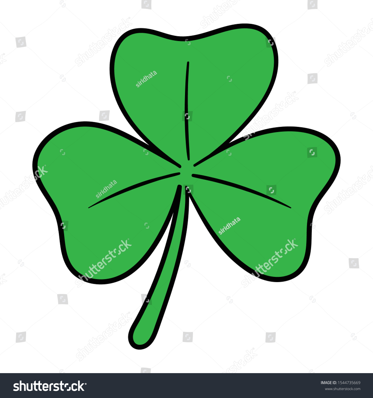 Cartoon Three Leaf Clover Illustration Stock Vector (Royalty Free ...