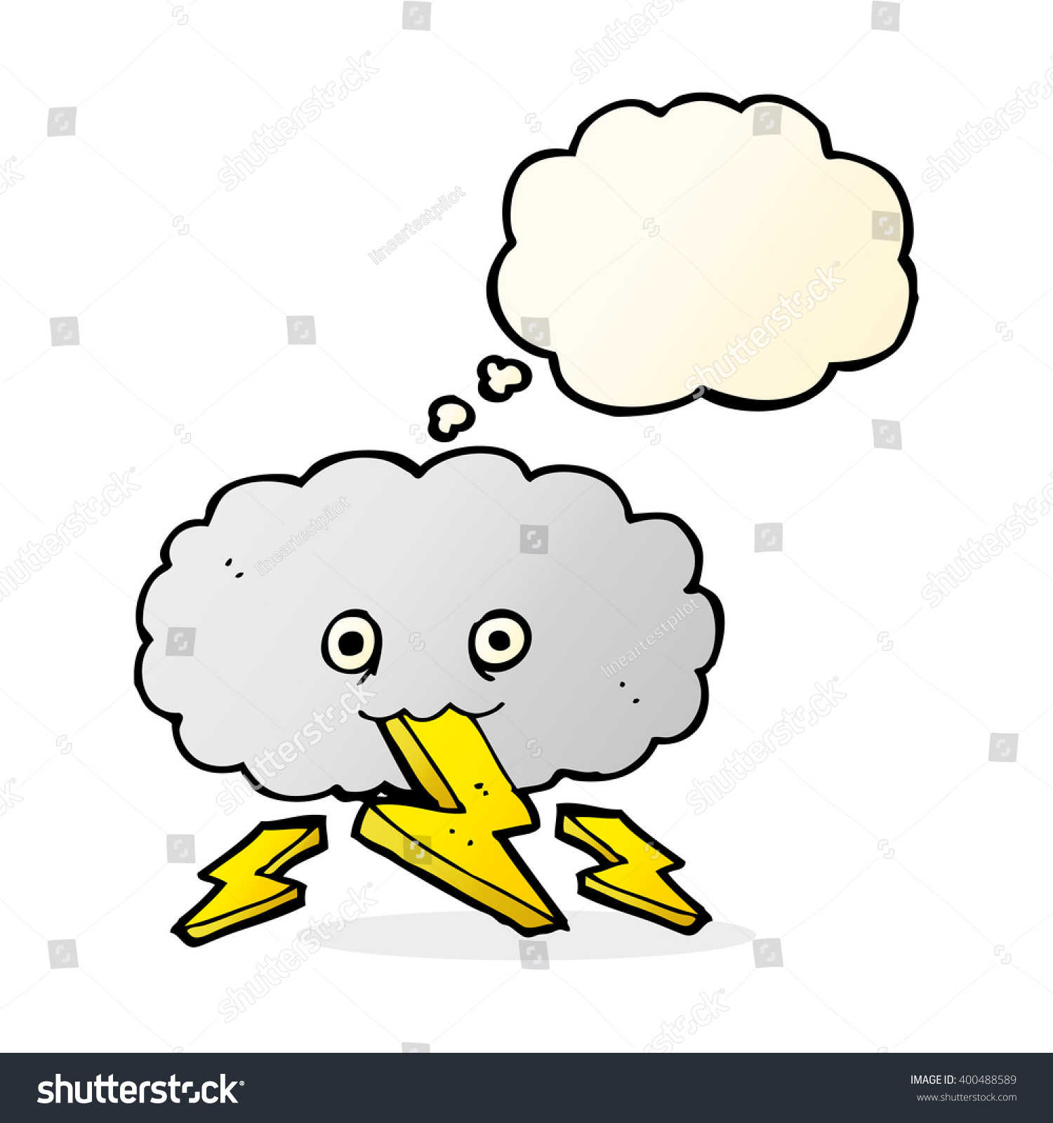 Cartoon Thundercloud Thought Bubble Stock Vector (Royalty Free ...
