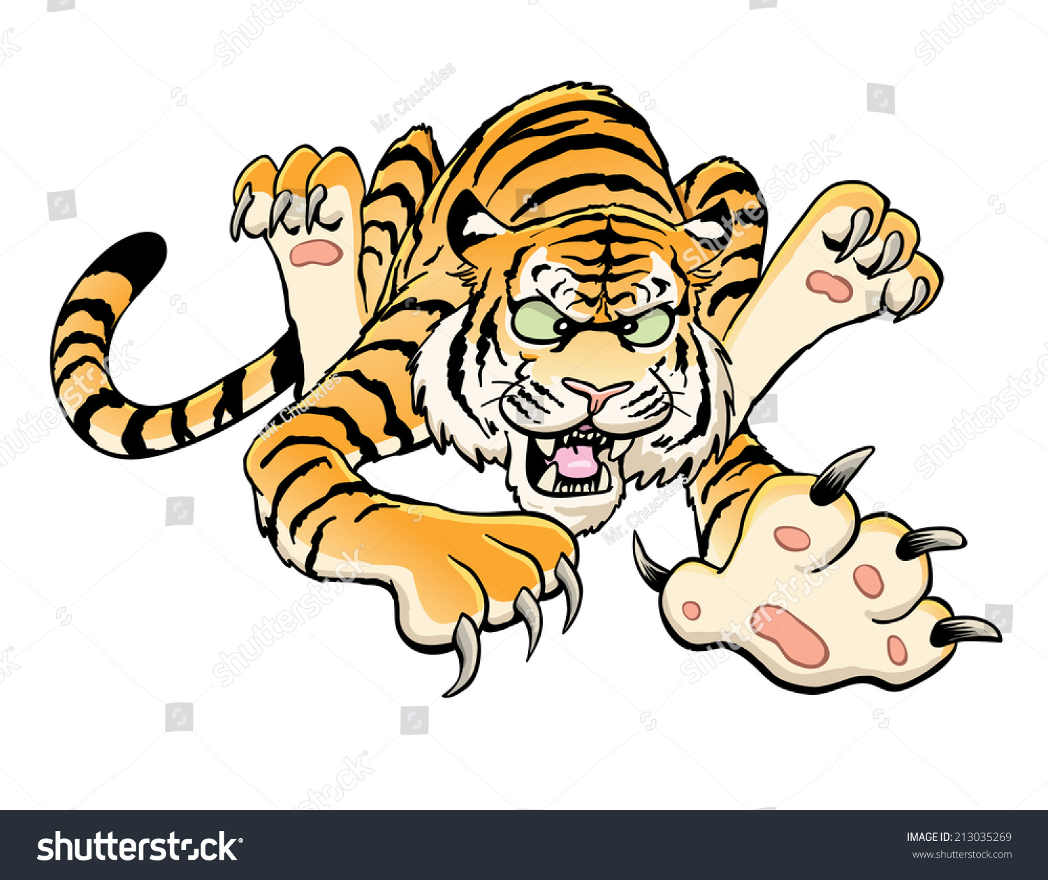 Cartoon Tiger Leaping Stock Vector (Royalty Free) 213035269