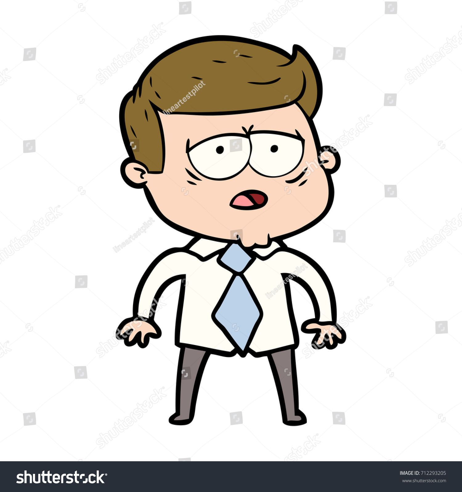 Vektor Stok Cartoon Tired Man (Tanpa Royalti) 712293205 | Shutterstock