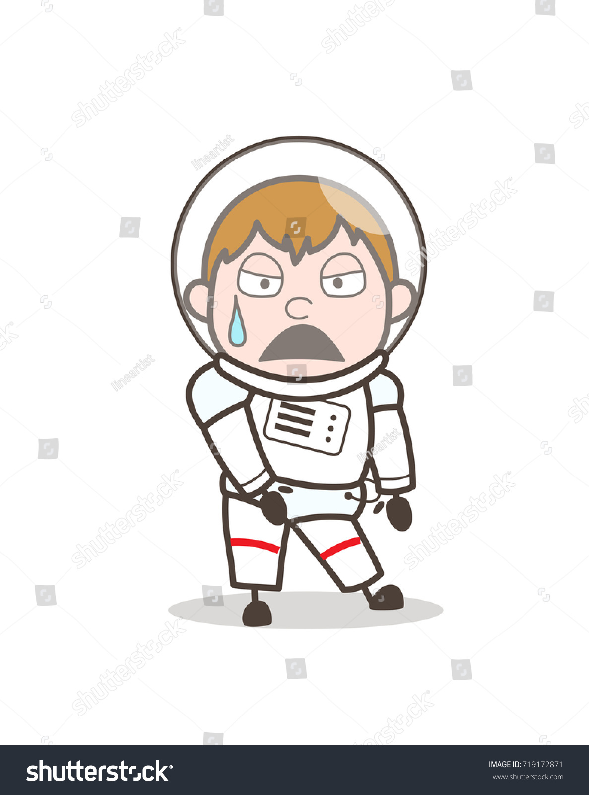 Cartoon Tired Space Boy Face Expression: vector de stock (libre de ...