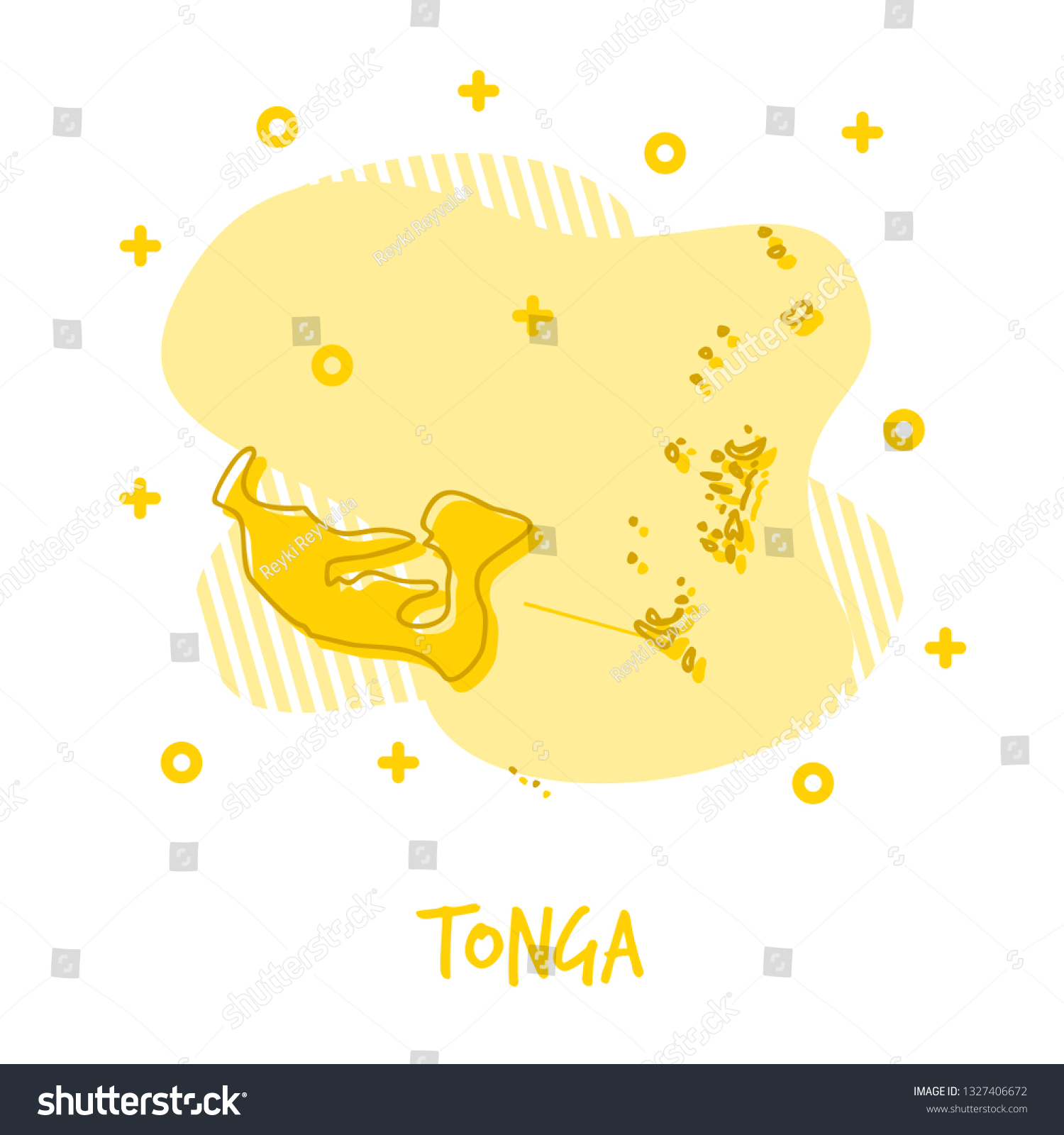 Cartoon Tonga Map: vector de stock (libre de regalías) 1327406672 ...