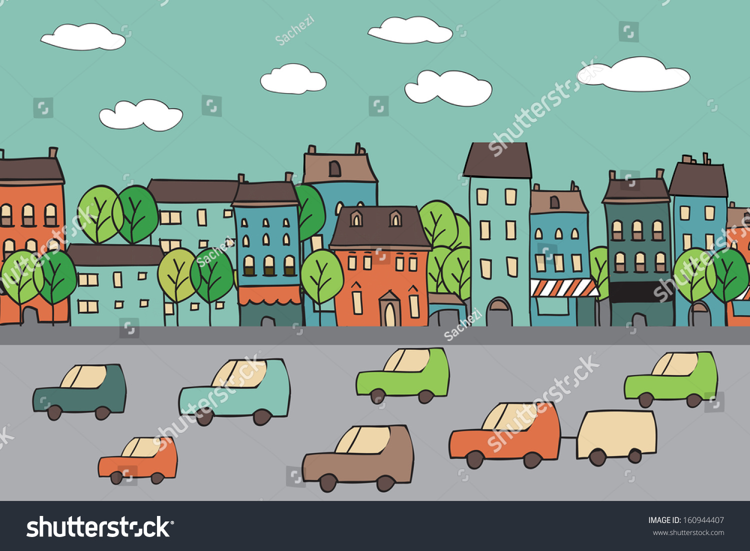 Cartoon Traffic City Background Stock Vector (Royalty Free) 160944407 ...