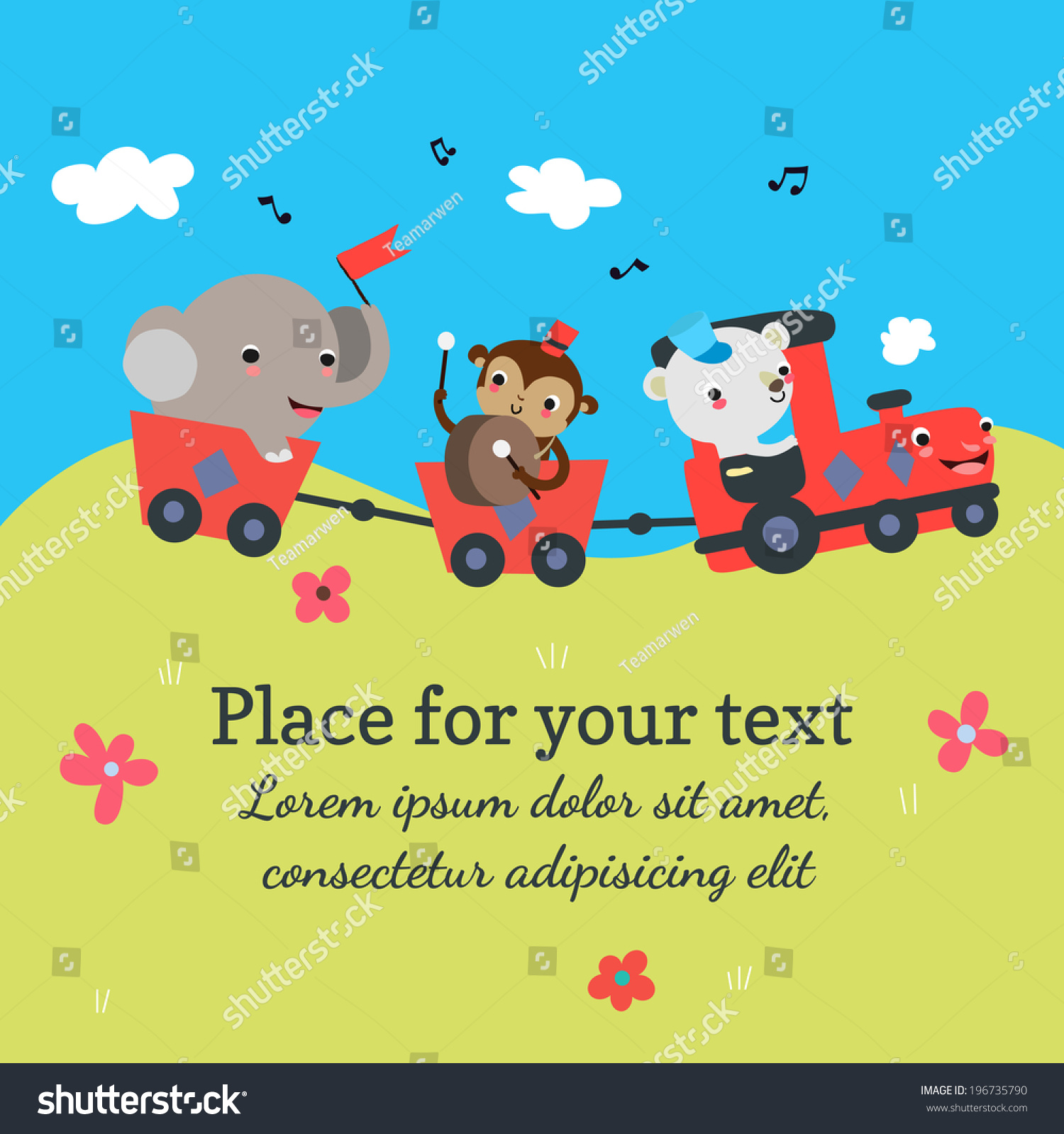 Cartoon Train Animals: เวกเตอร์สต็อก (ปลอดค่าลิขสิทธิ์) 196735790 ...