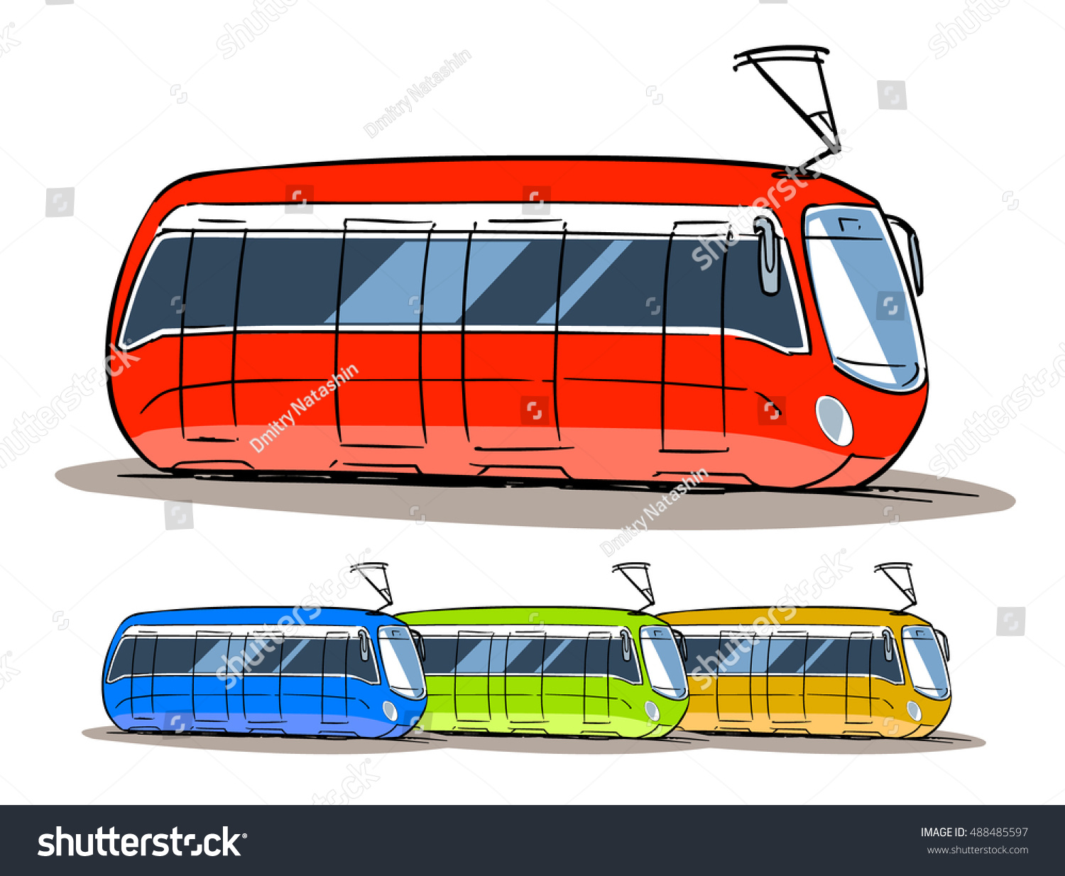 Cartoon Tram Illustration Stock Vector (Royalty Free) 488485597