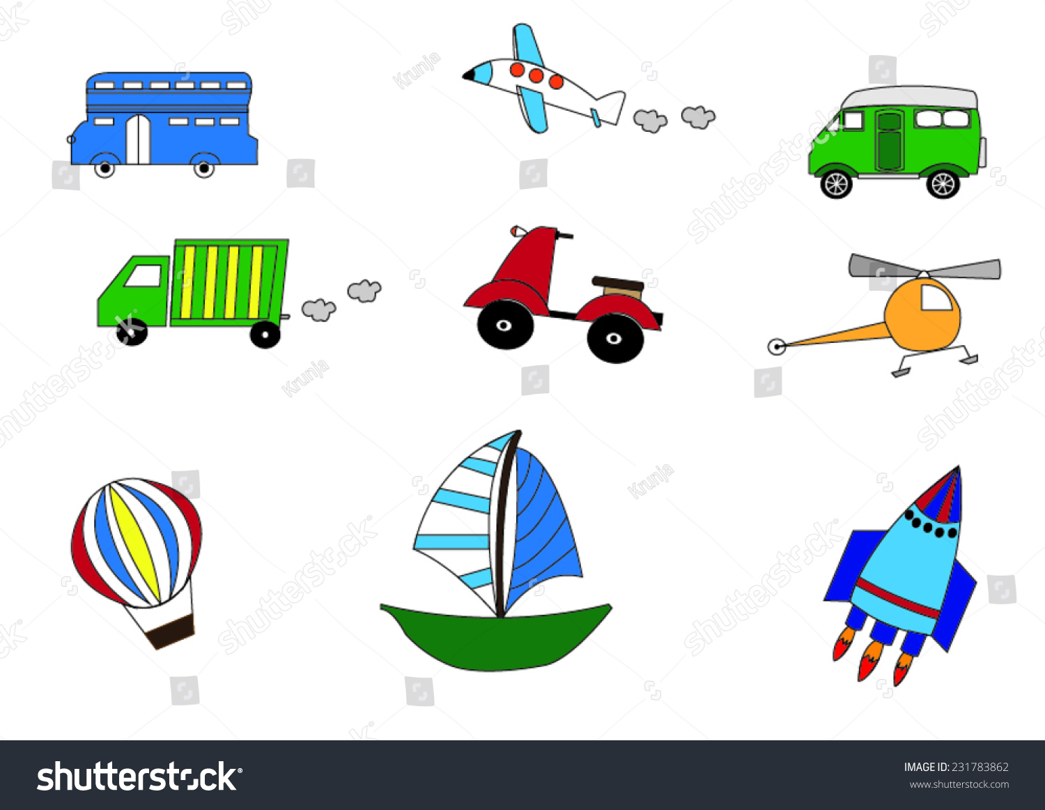 Cartoon Transport Vector Set Stock Vector (Royalty Free) 231783862 ...