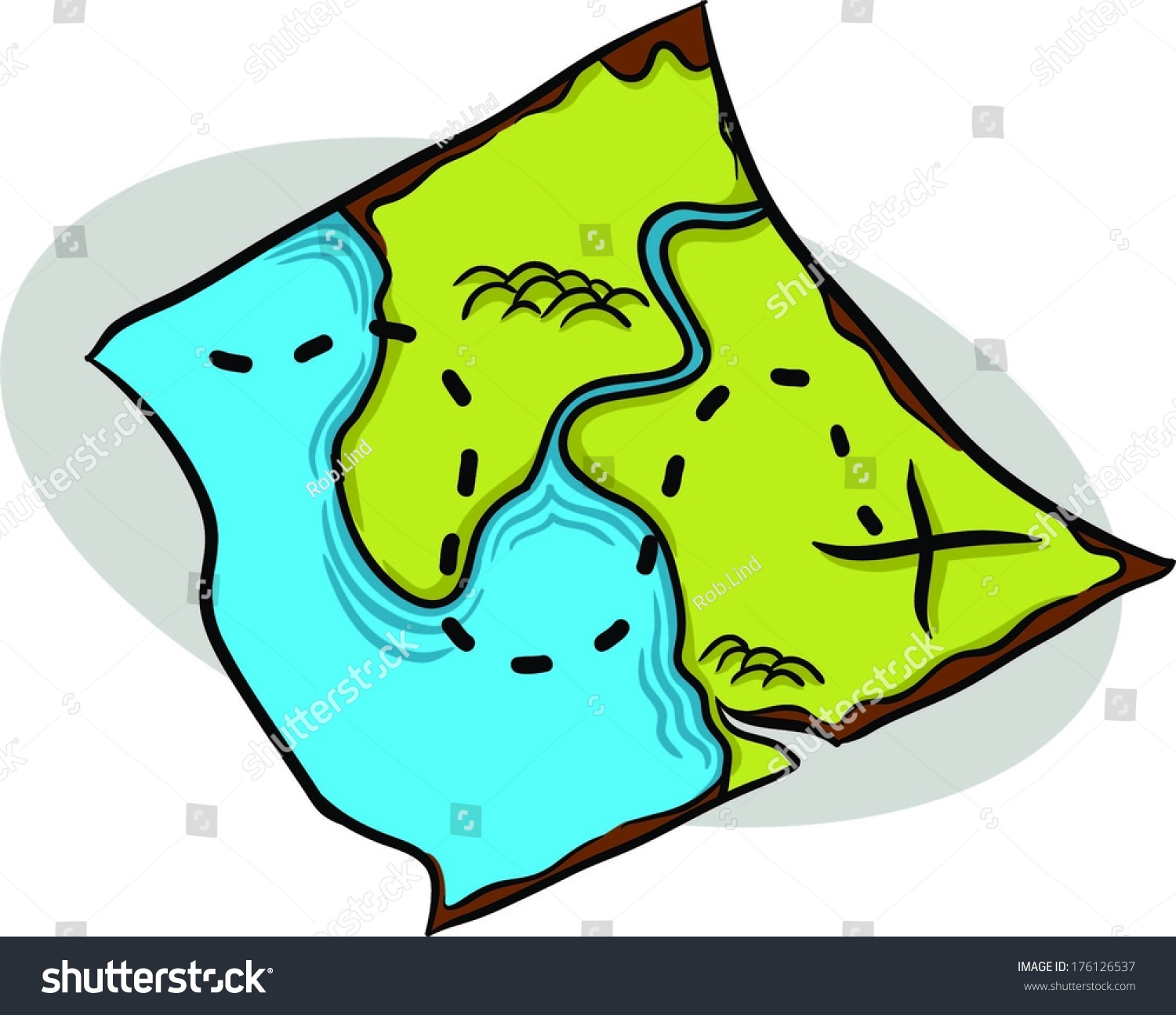 Cartoon Treasure Map Stock Vector (Royalty Free) 176126537