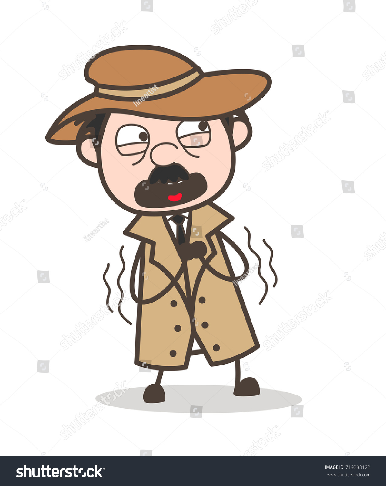 Cartoon Tremble Detective Expression Vector Illustration Stock Vector ...
