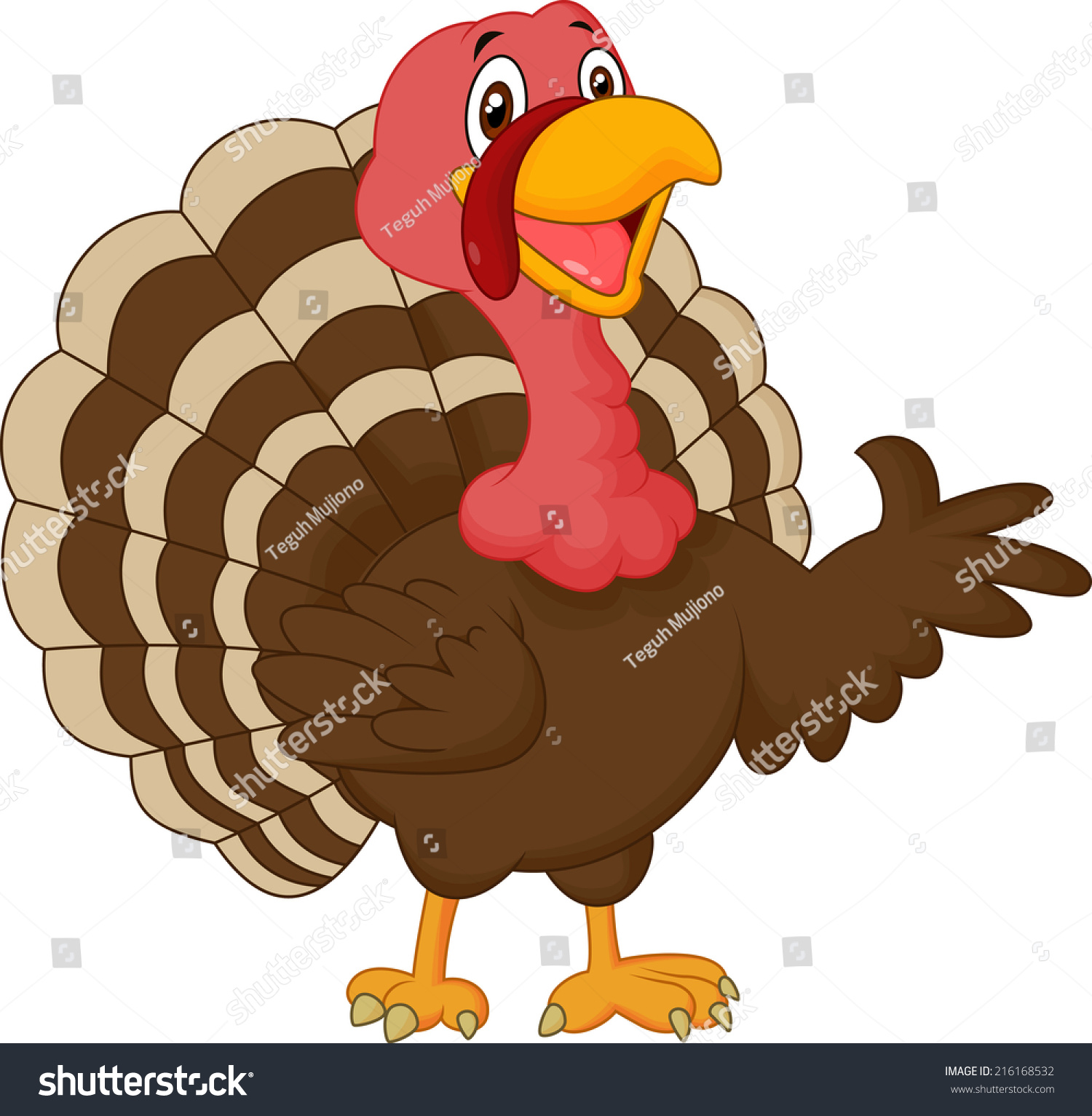 Cartoon Turkey Presenting On White Background Stock Vector (Royalty ...