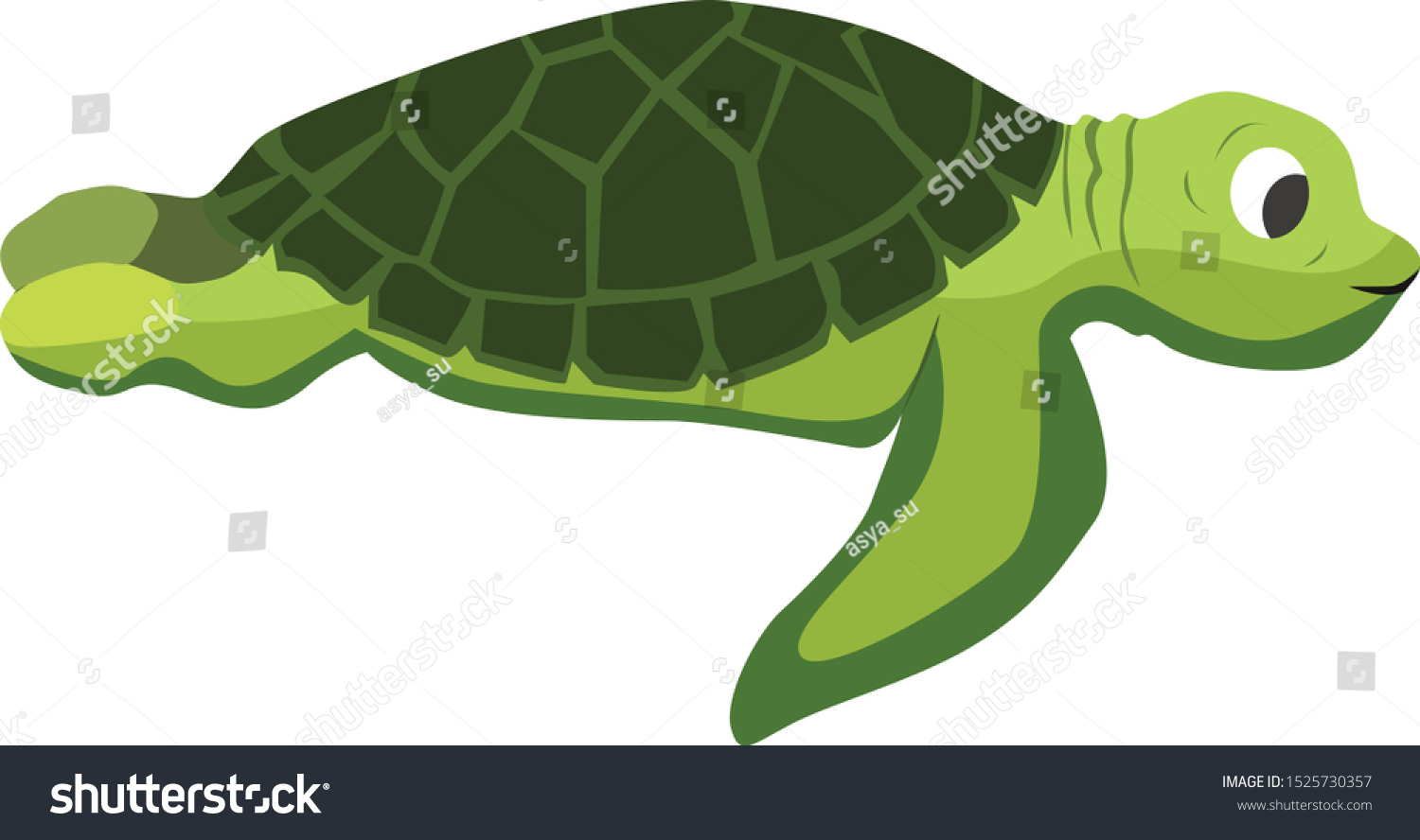 Cartoon Turtle Flat Vector Illustration Stock Vector (Royalty Free ...