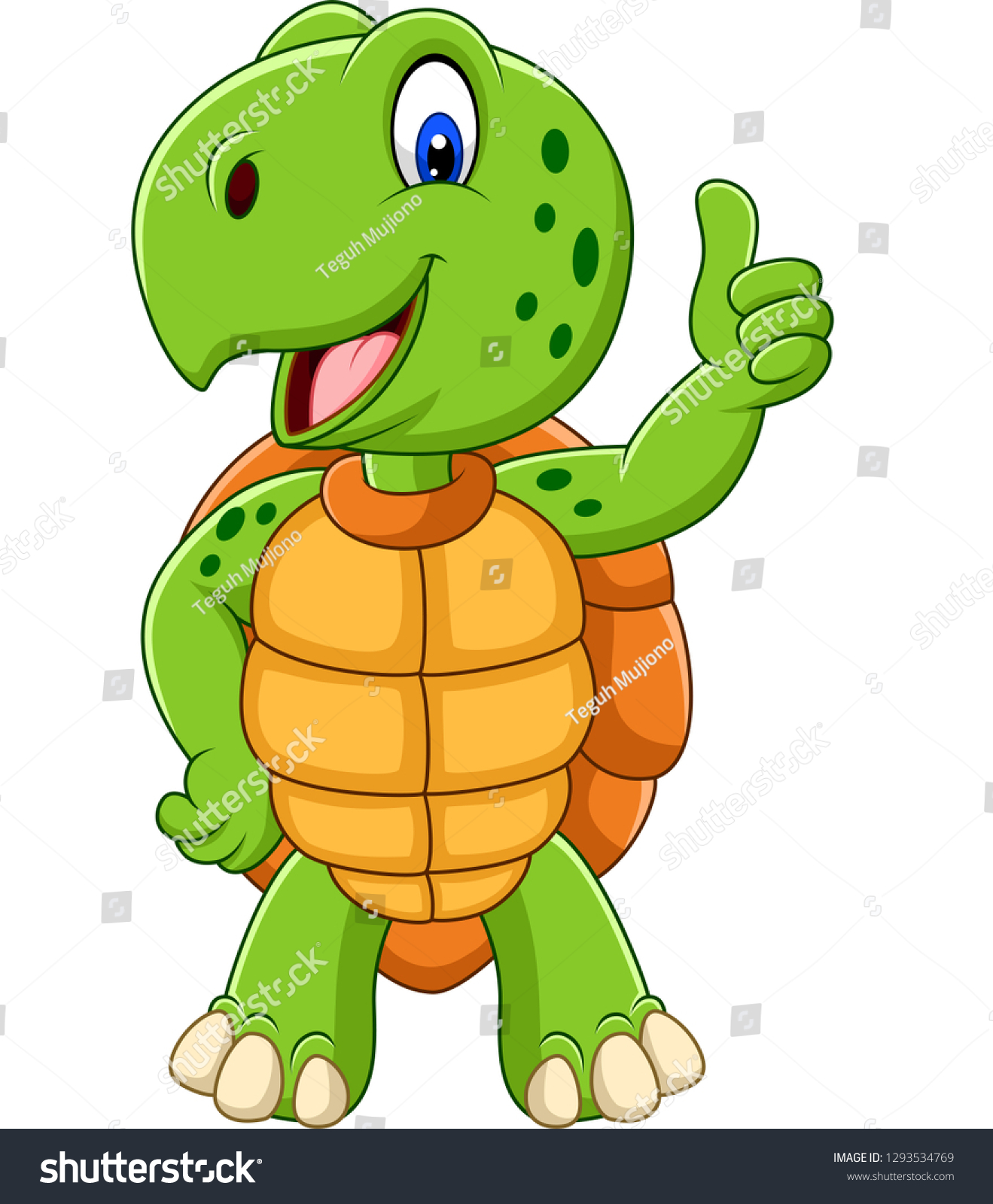 Cartoon Turtle Giving Thumb Stock Vector (Royalty Free) 1293534769