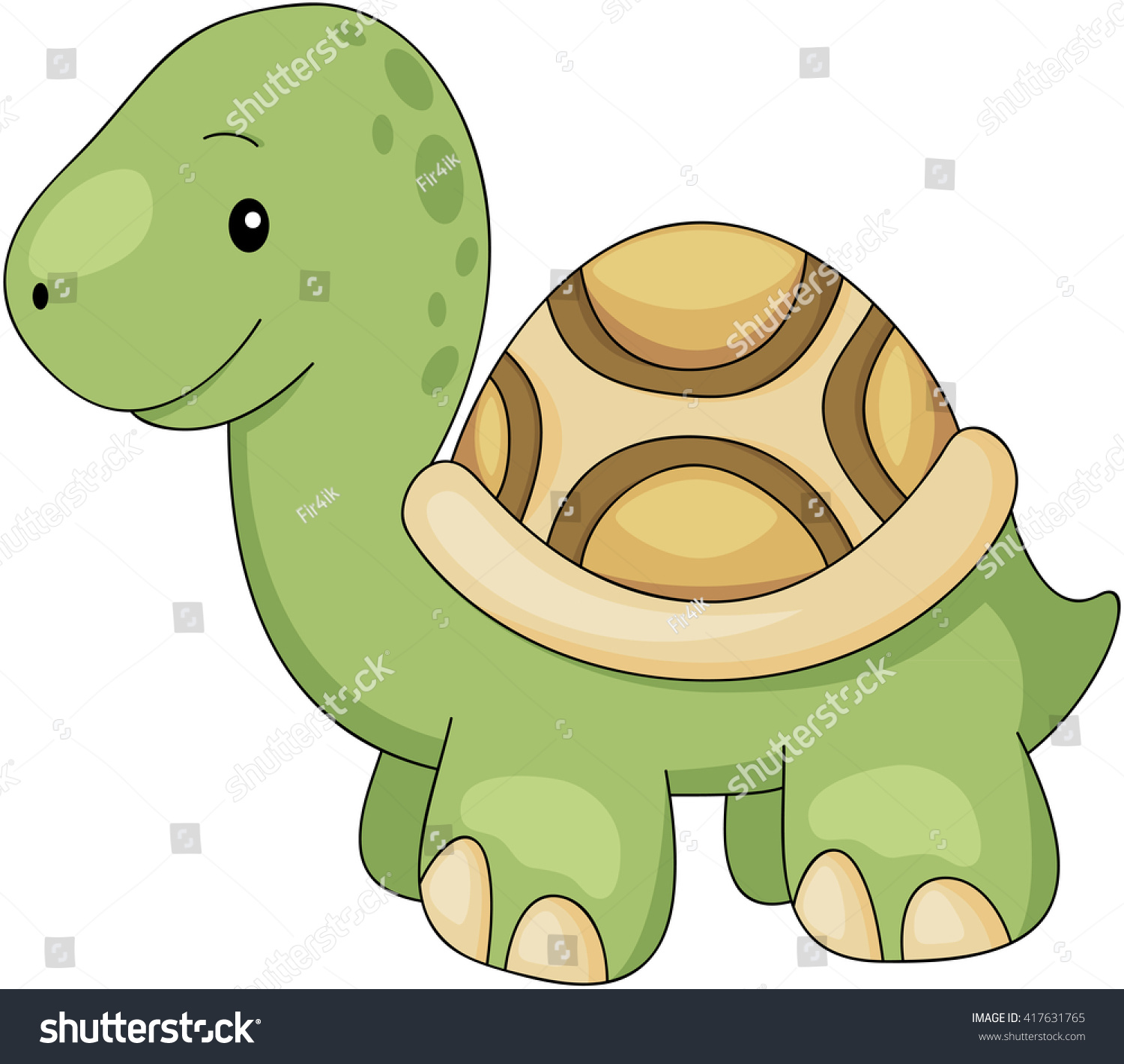 Cartoon Turtle Isolated On White: เวกเตอร์สต็อก (ปลอดค่าลิขสิทธิ์ ...