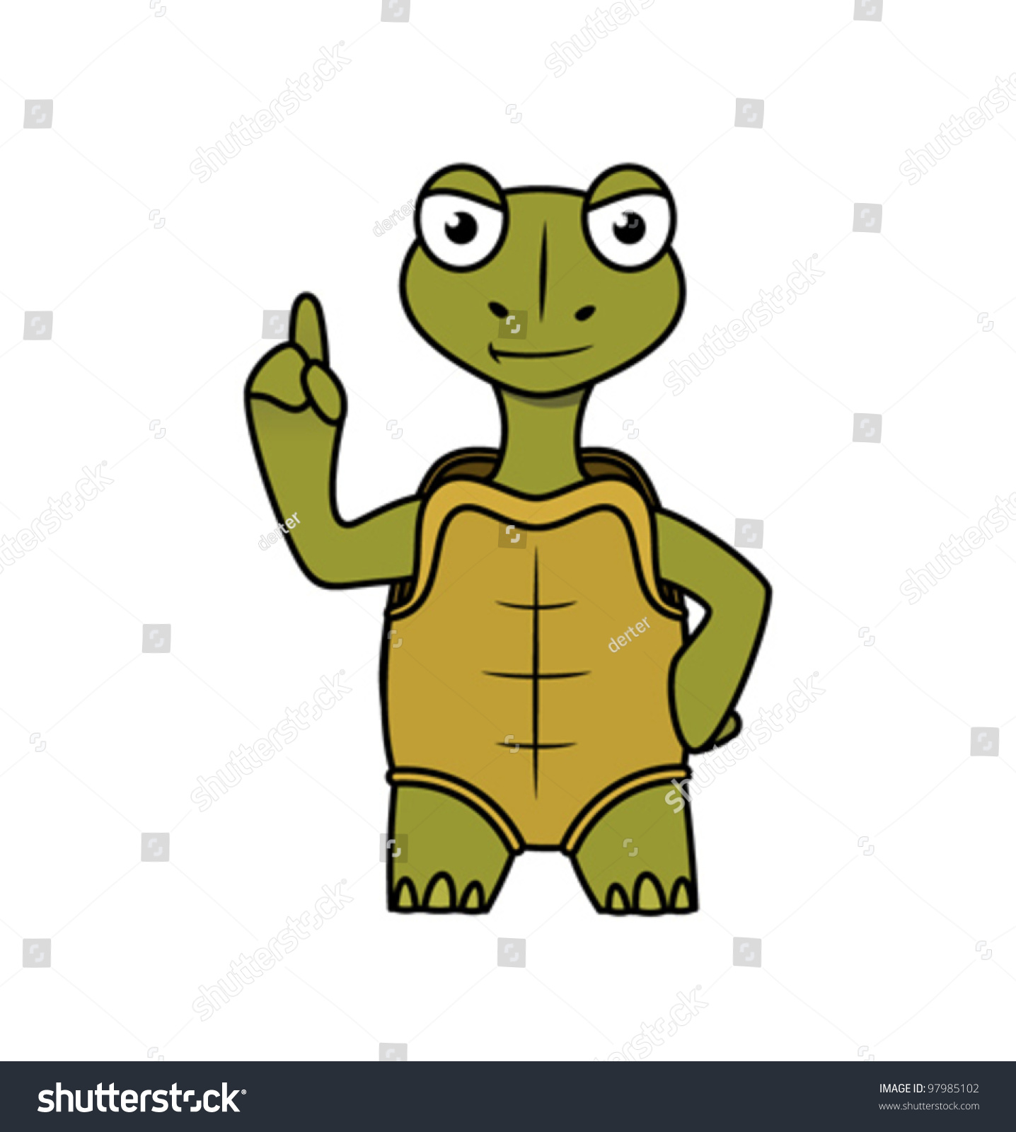 Cartoon Turtle Raised Finger Stock Vector (Royalty Free) 97985102