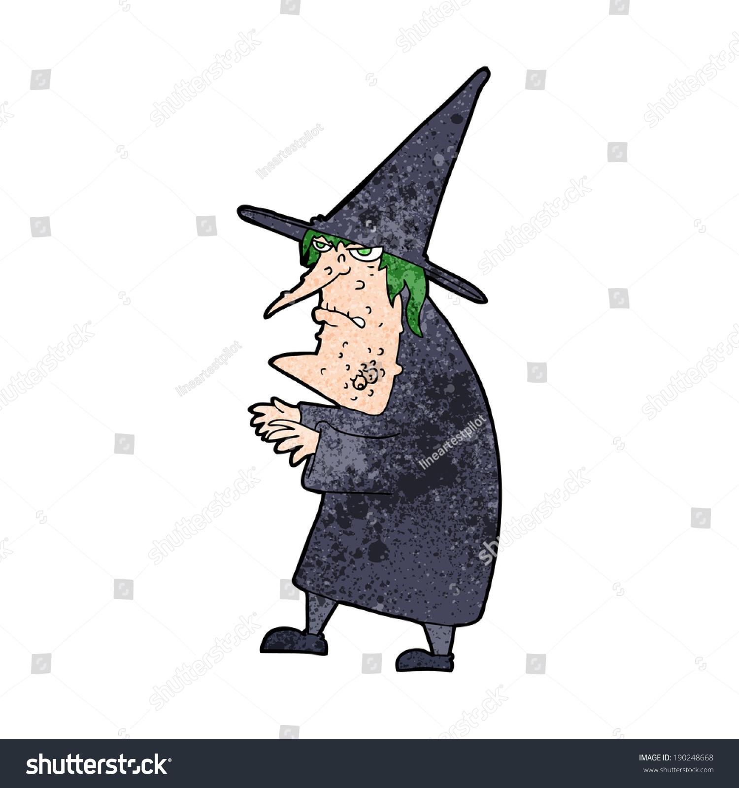 caricatura de una vieja bruja fea: vector de stock (libre de regalías ...