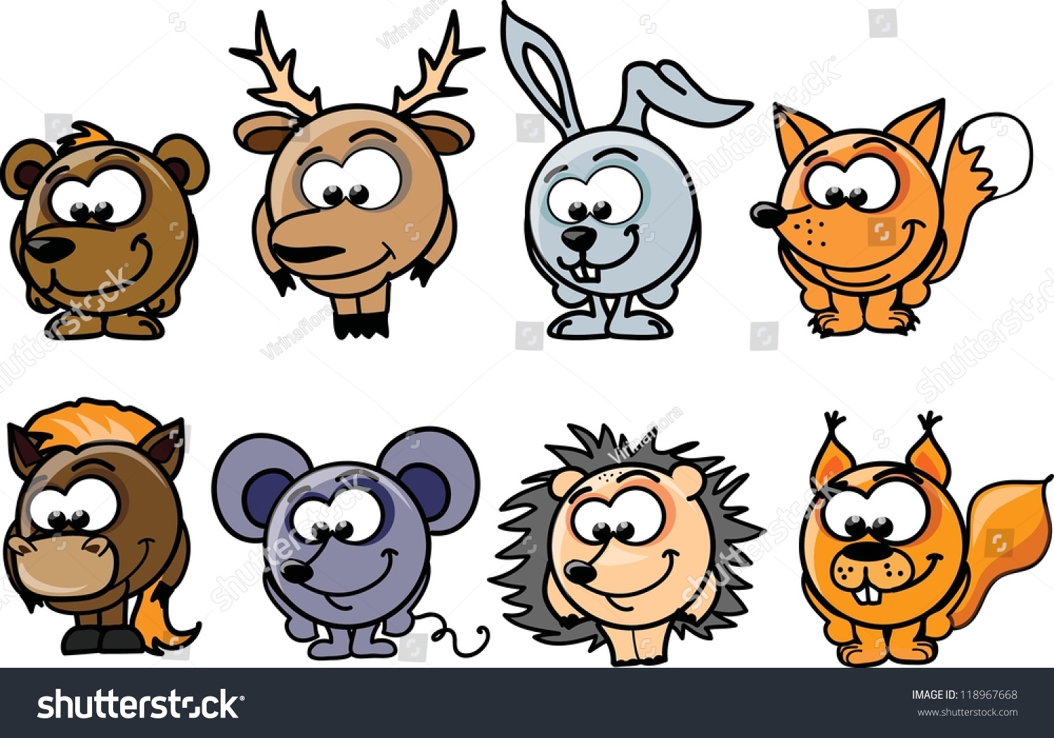 Cartoon Vector Animals 스톡 벡터(로열티 프리) 118967668 | Shutterstock
