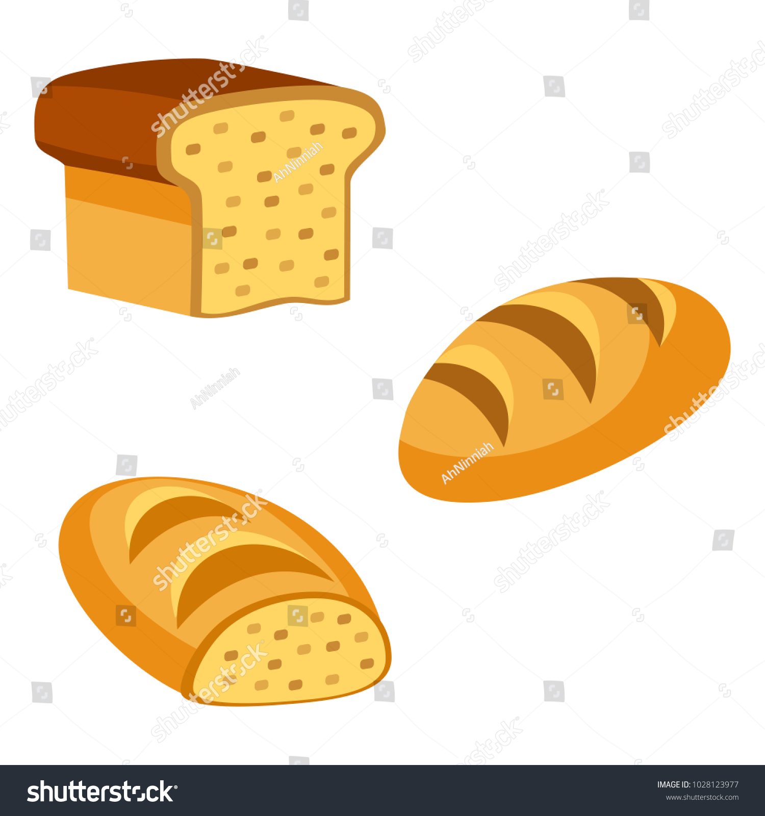 Cartoon Vector Bread Icons Stock Vector (Royalty Free) 1028123977 ...