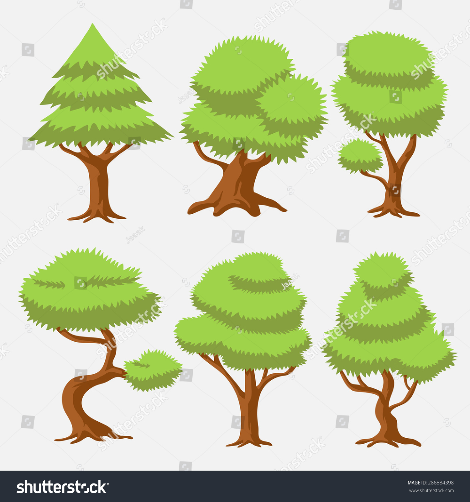 Cartoon Vector Bright Trees Stock Vector (Royalty Free) 286884398 ...