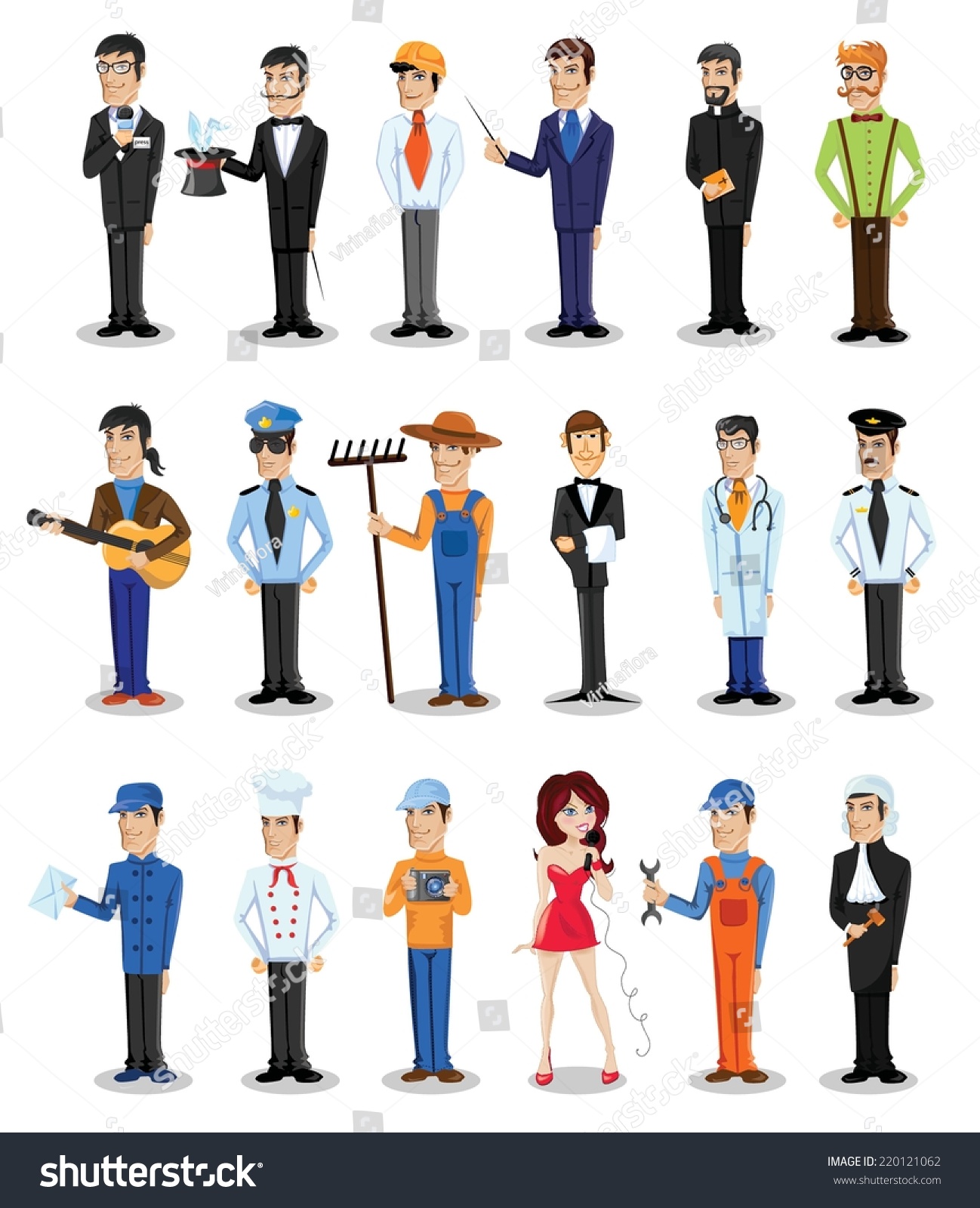 Cartoon Vector Characters Different Professions Stock Vector (Royalty ...