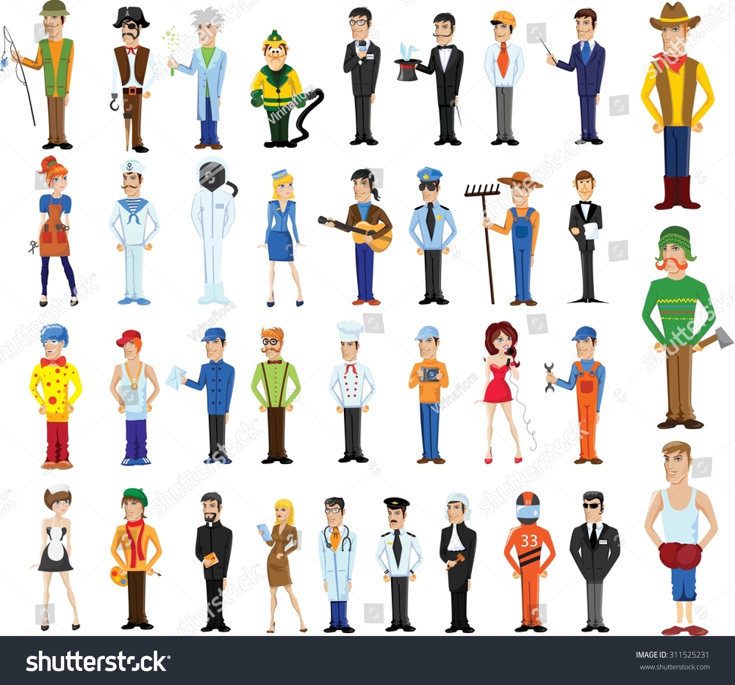 Cartoon Vector Characters Different Professions Stock Vector (Royalty ...