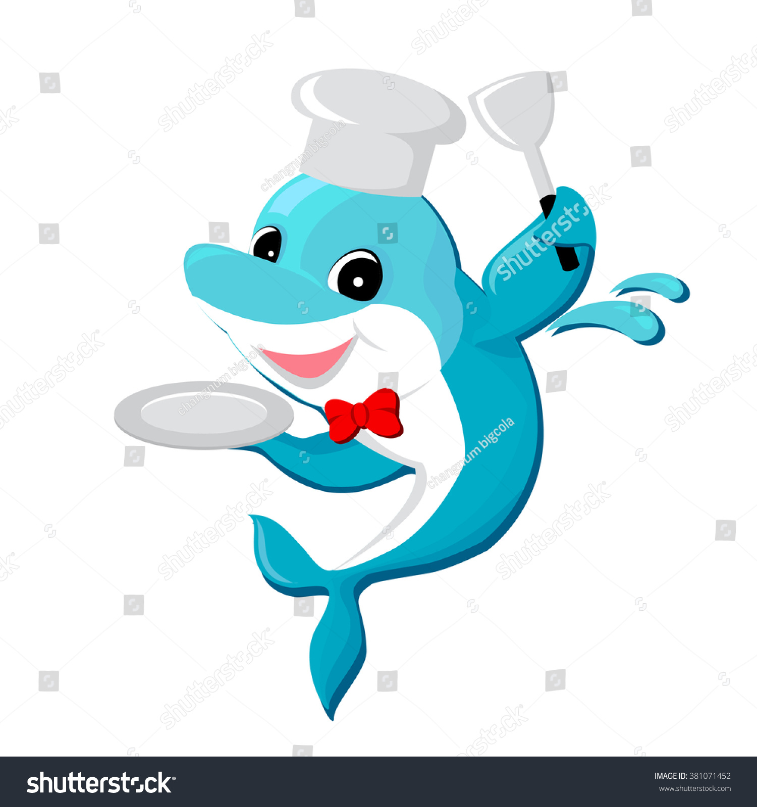 Cartoon Vector Chef Dolphin Cooking Stock Vector (Royalty Free) 381071452