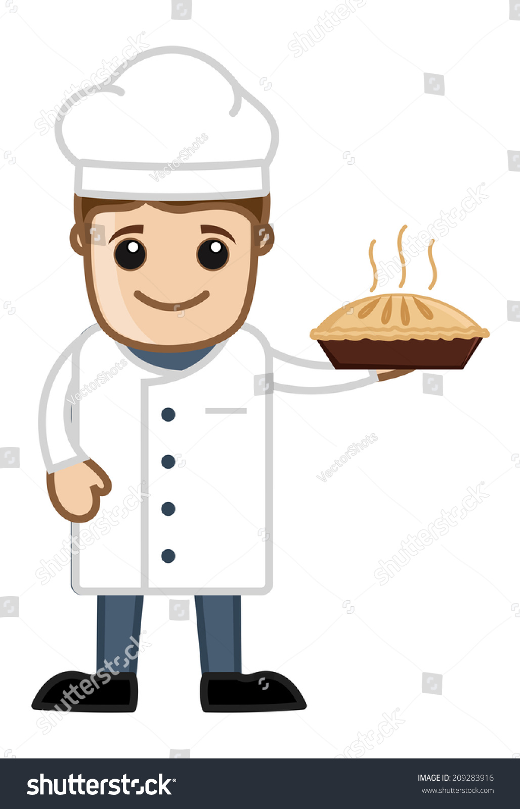 Cartoon Vector Chef Holding Pan Cake Stock Vector (Royalty Free ...