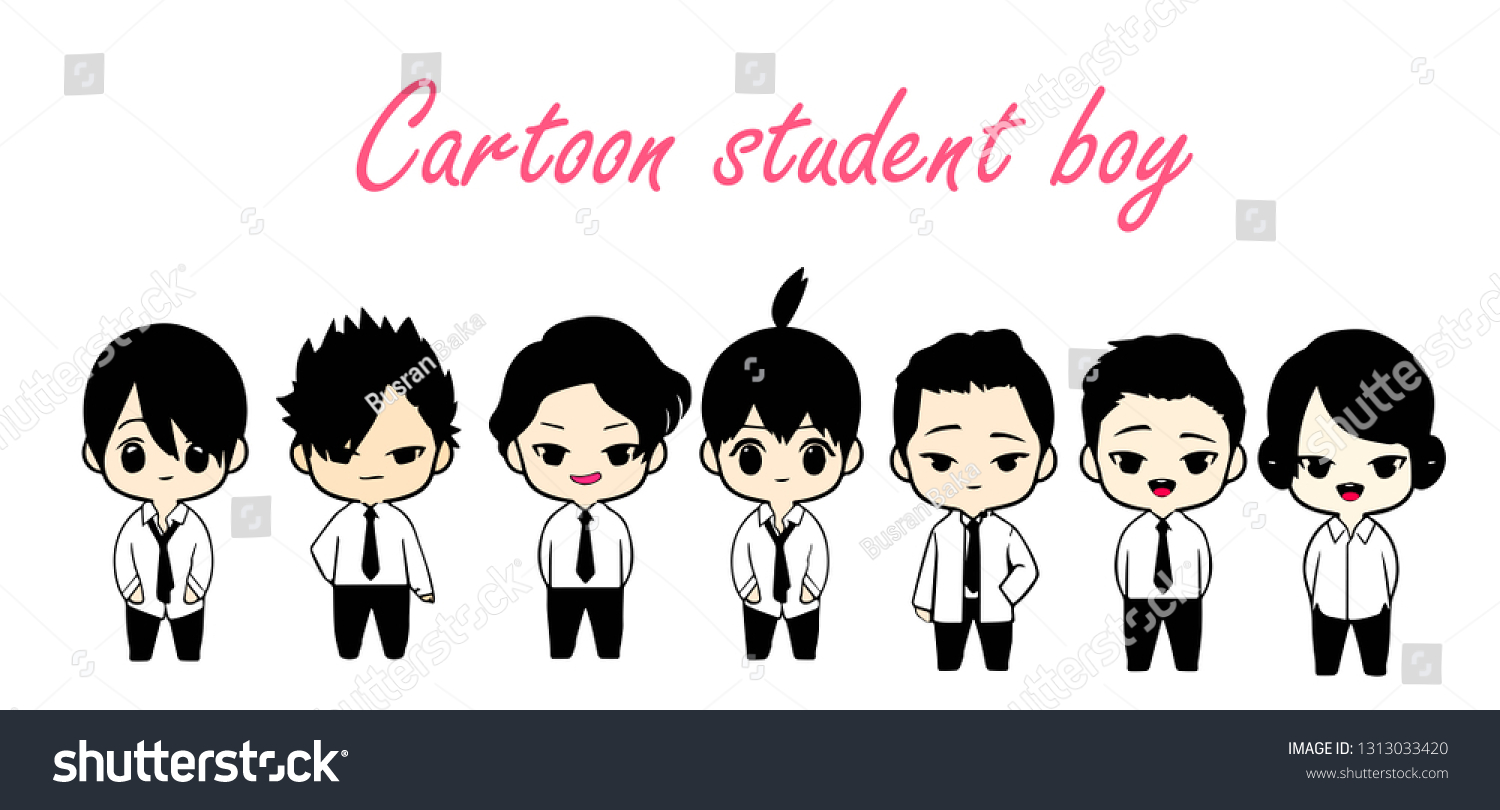 Cartoon Vector Cute Boy Student Stock Vector (Royalty Free) 1313033420 ...