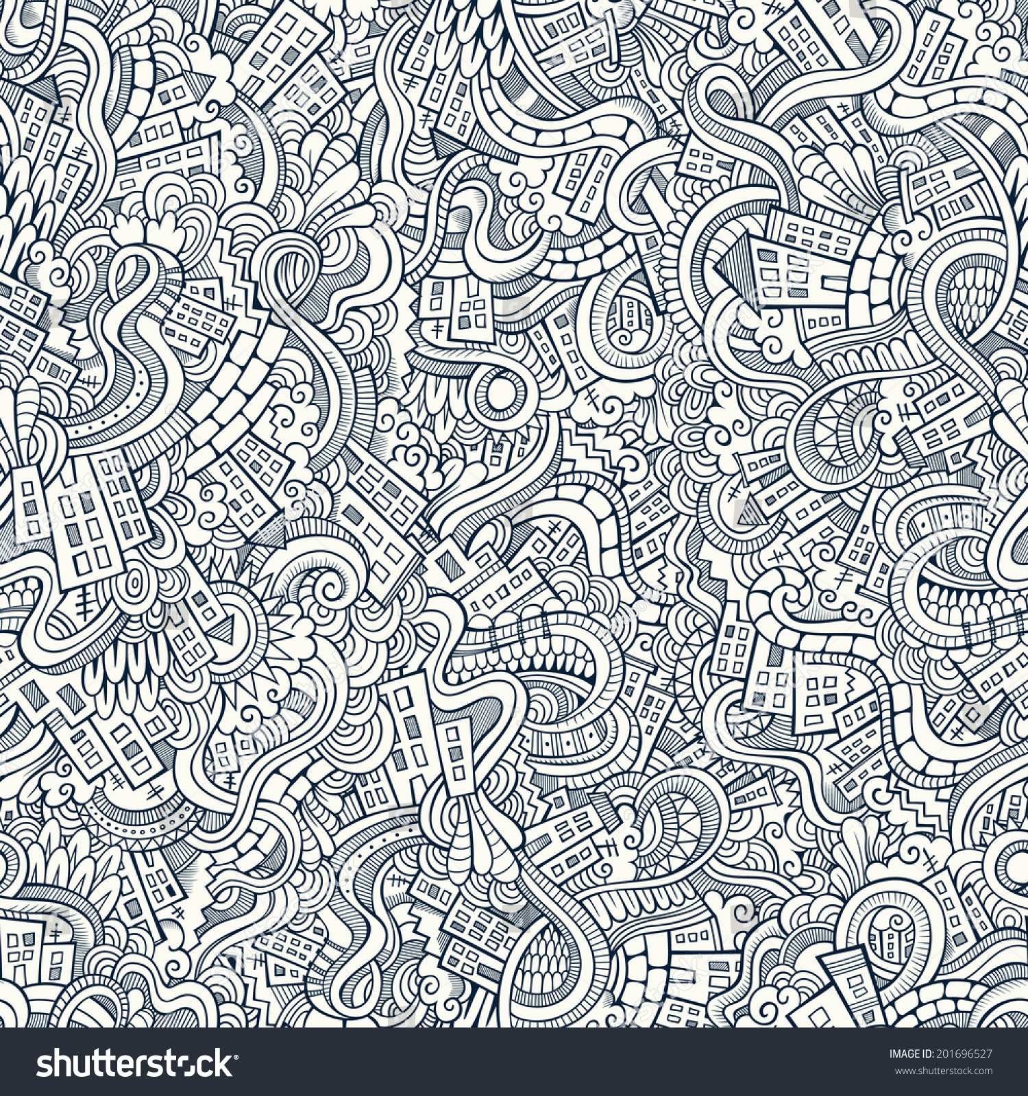 Cartoon Vector Doodles Hand Drawn Town Stock Vector (Royalty Free ...
