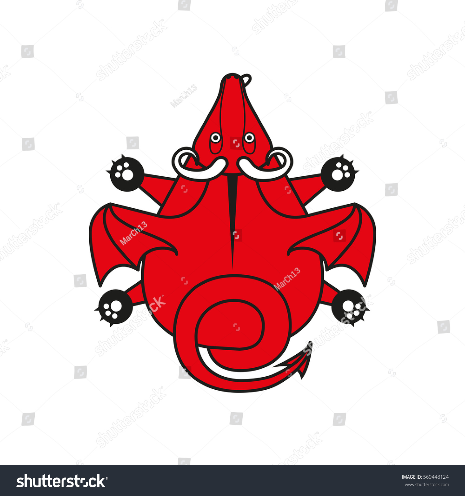 Cartoon Vector Dragon Draco Top View Stock Vector (Royalty Free) 569448124