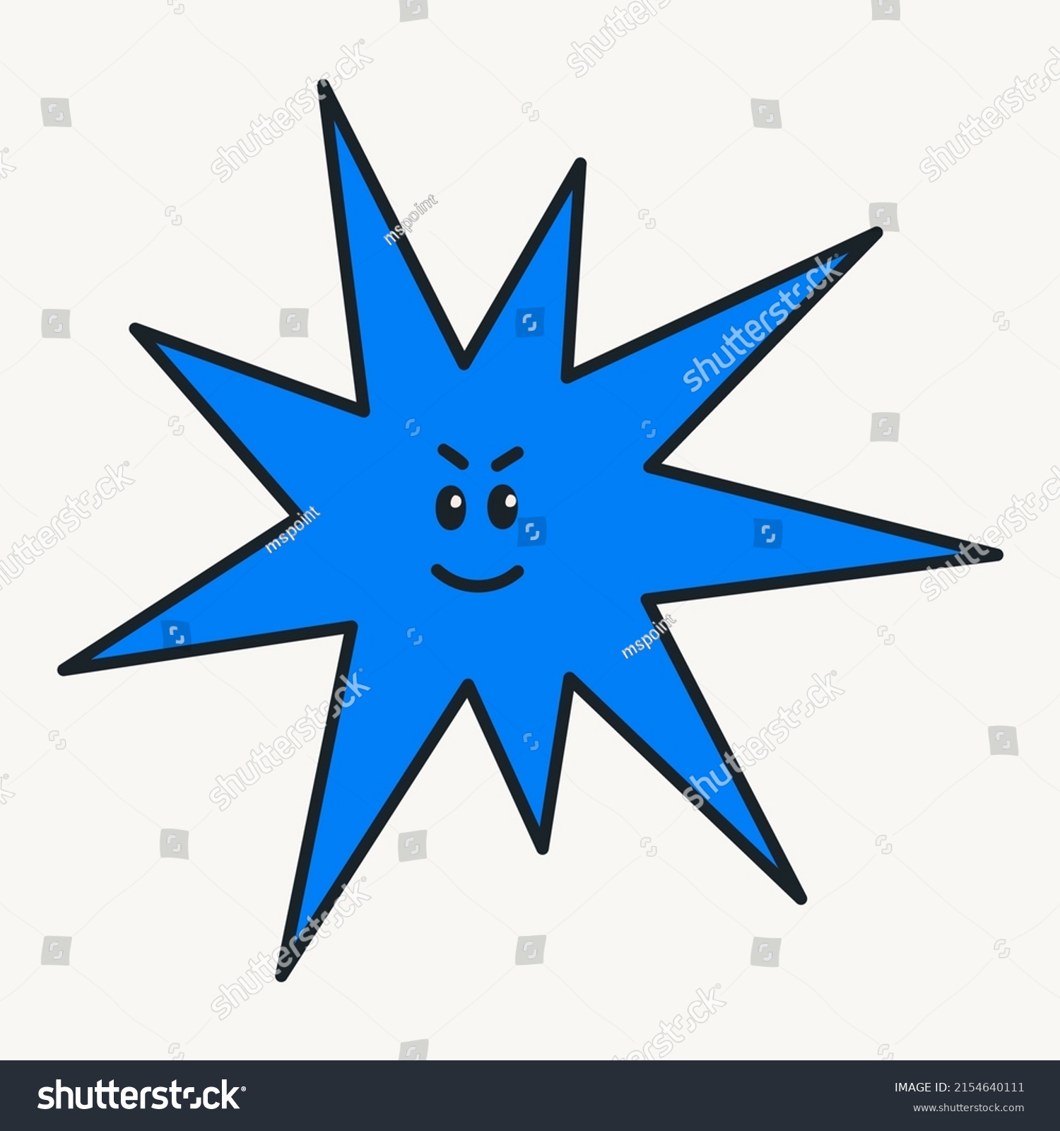 Cartoon Vector Funny Cute Blue Star Stock Vector (Royalty Free ...