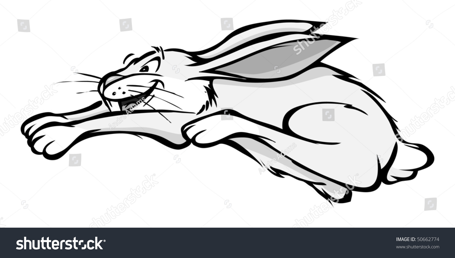「Cartoon Vector Gray Scale Illustration Rabbit」のベクター画像素材（ロイヤリティフリー ...