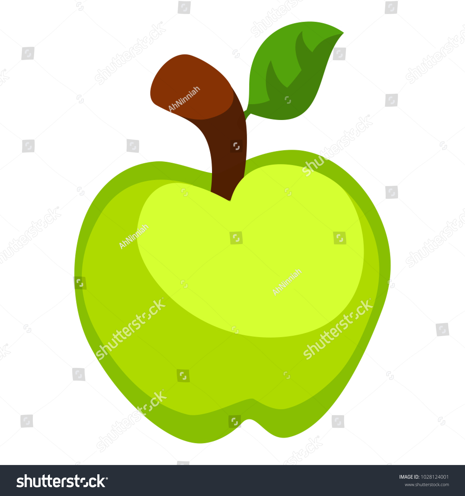 Cartoon Vector Green Apple Icon Stock Vector (Royalty Free) 1028124001 ...