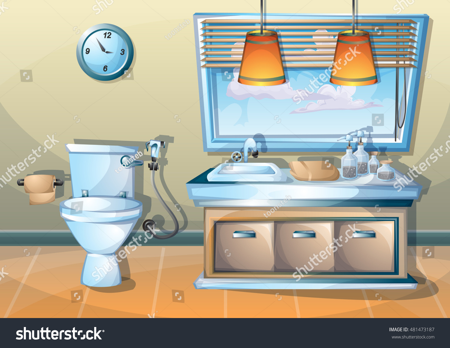 Cartoon Vector Illustration Interior Bathroom Separated Stock Vector ...