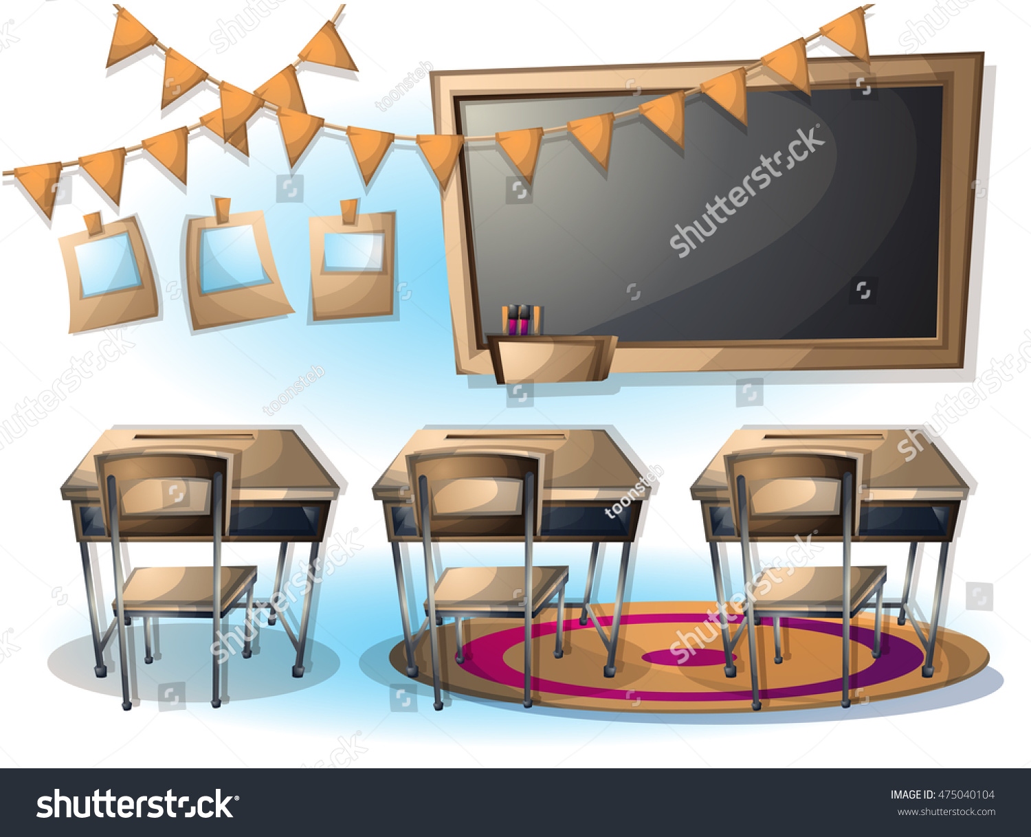 Cartoon Vector Illustration Interior Classroom Object Stock Vector ...