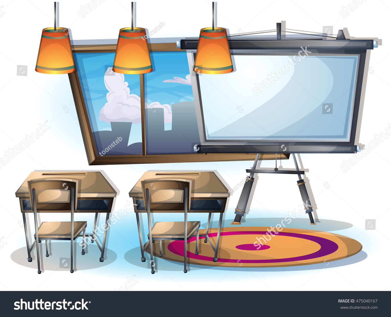 Cartoon Vector Illustration Interior Classroom Object Stock Vector ...