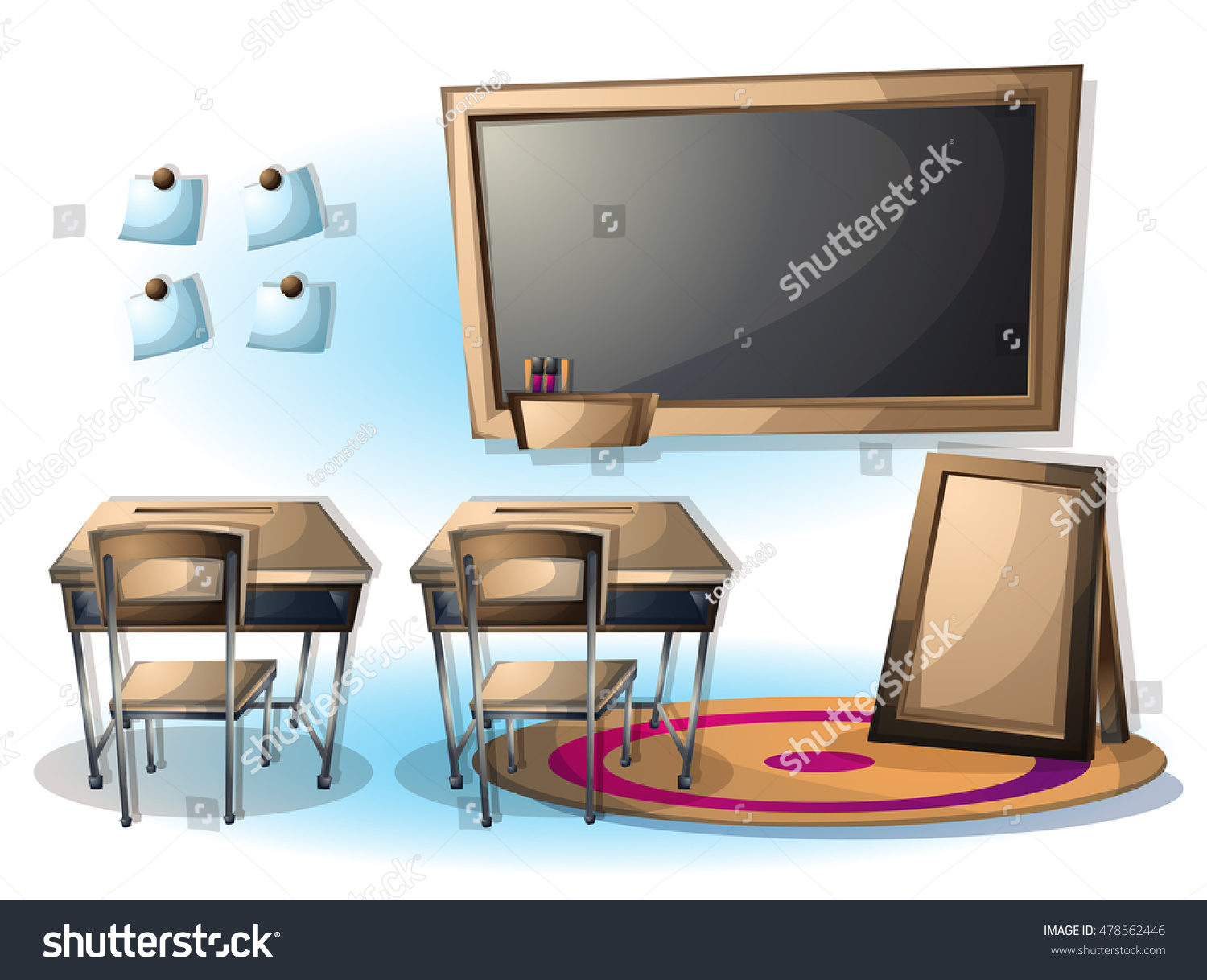 Cartoon Vector Illustration Interior Classroom Object: เวกเตอร์สต็อก ...