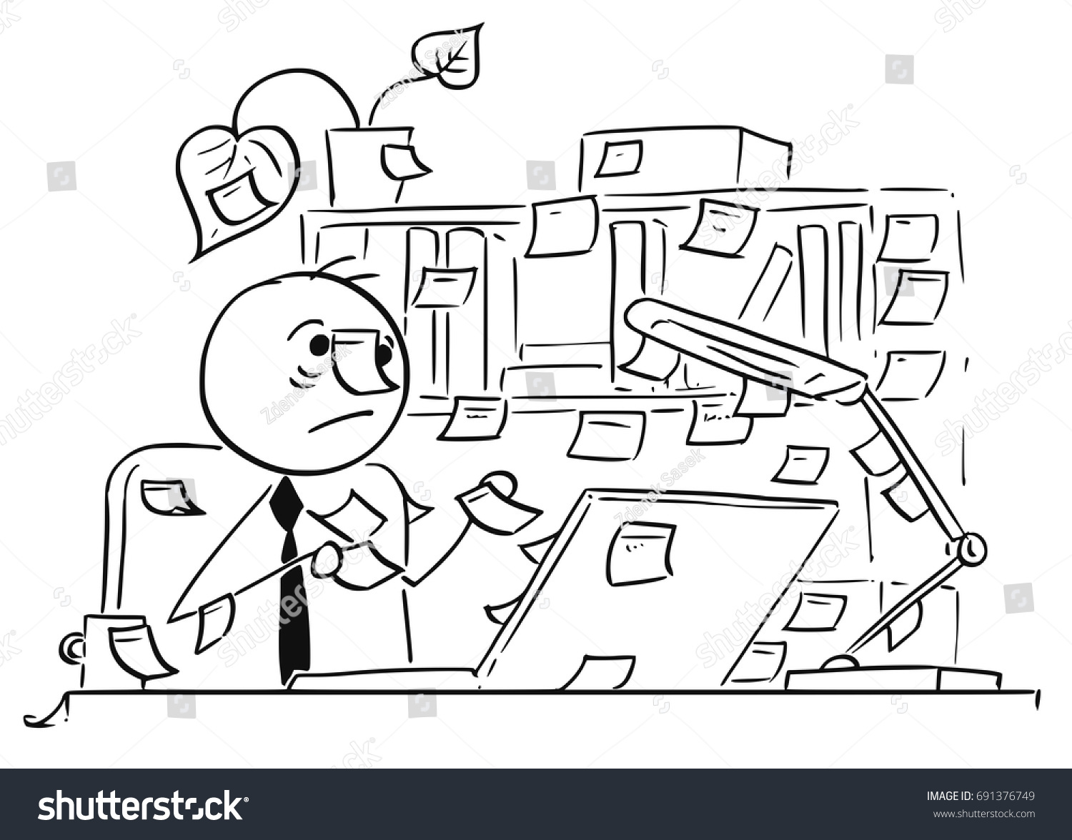 Cartoon Vector Illustration Forgetful Stick Man 库存矢量图(免版税)691376749