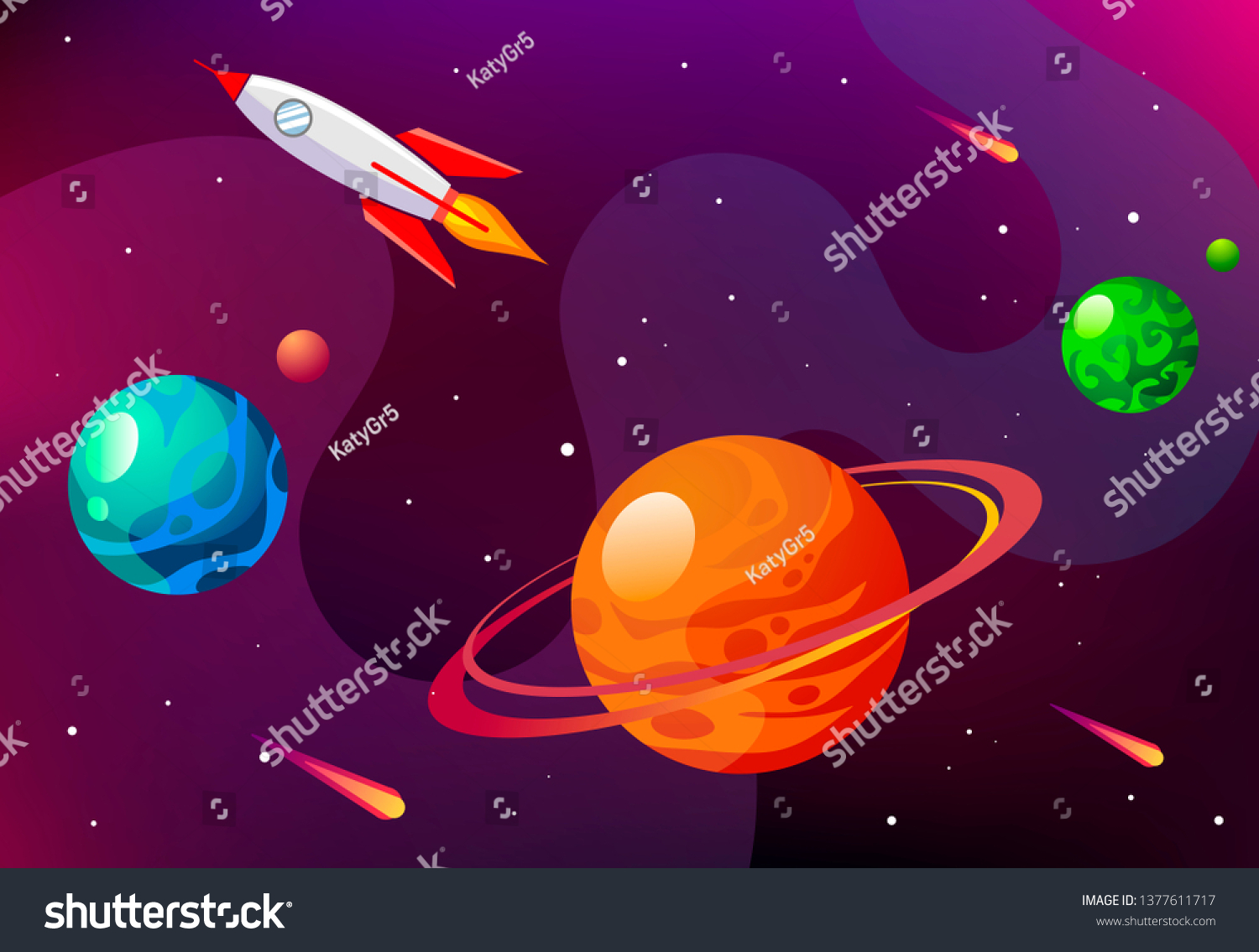 Cartoon Vector Illustration Outer Space Vector Stock Vector (Royalty ...