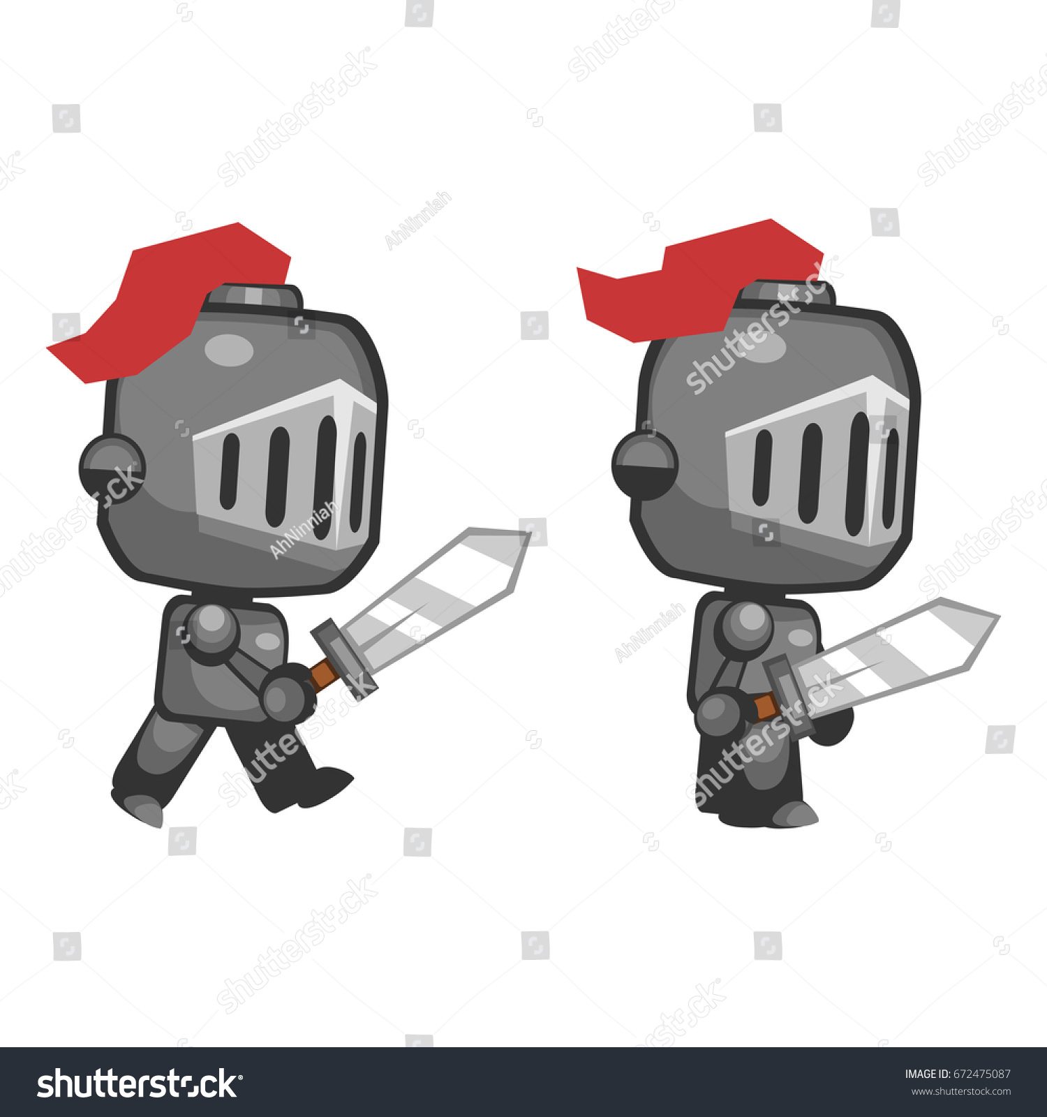 Cartoon Vector Knight Armor Walking Animation: vetor stock (livre de ...
