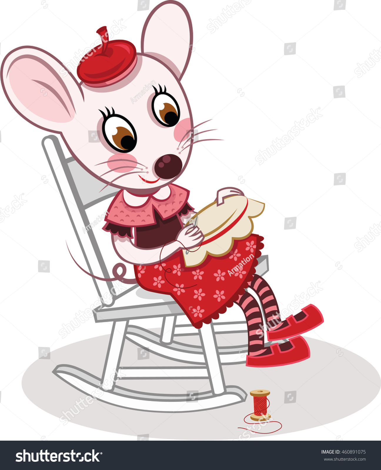 Cartoon Vector Mouse Sewing Activity Stock Vector (Royalty Free ...