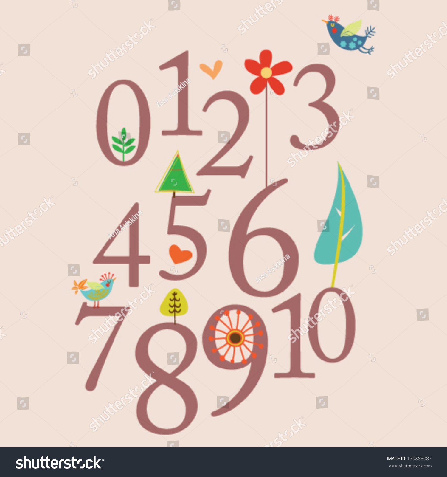 Cartoon Vector Numbers Children Stock Vector (Royalty Free) 139888087