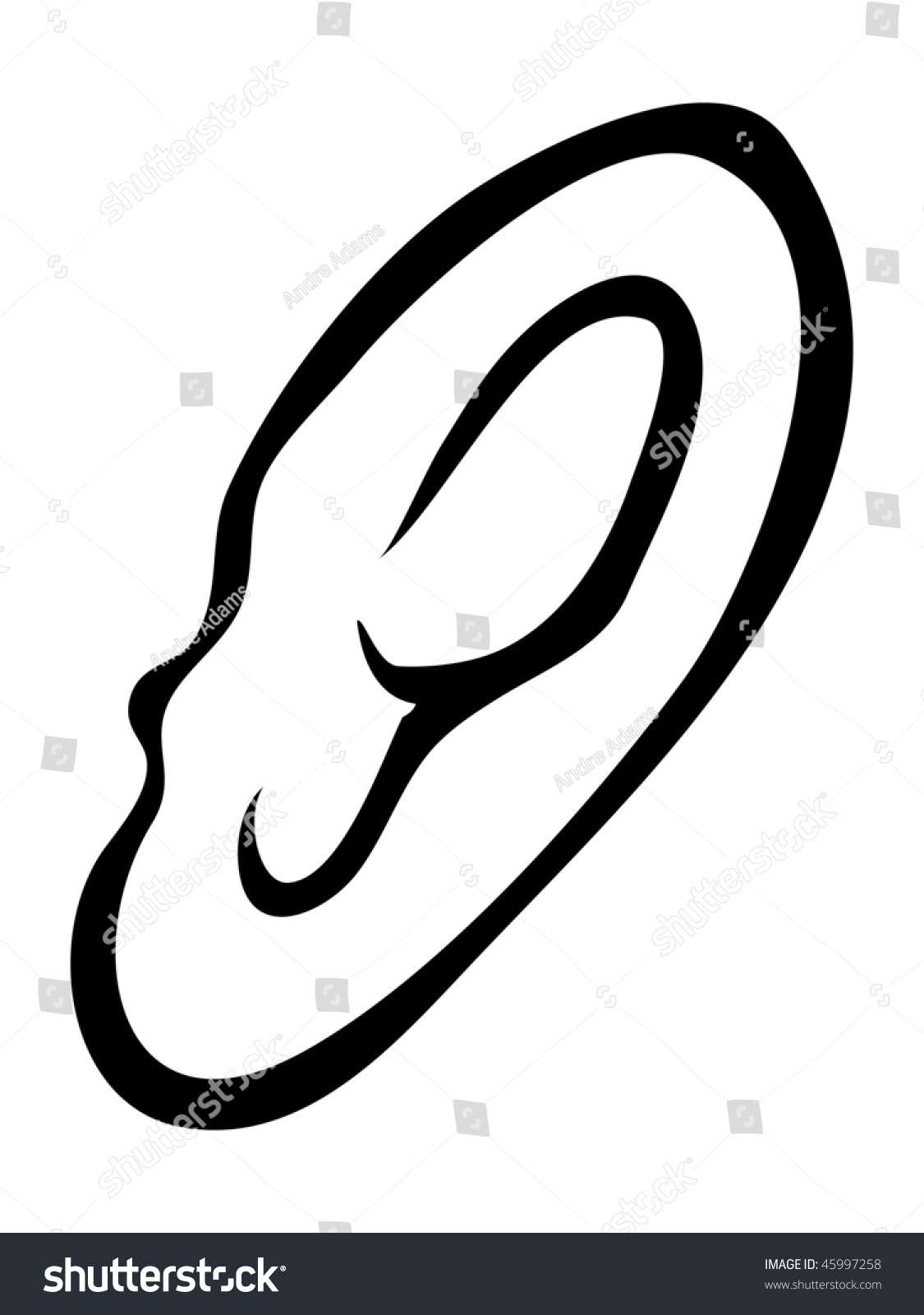Cartoon Vector Outline Illustration Human Ear Stock Vector (Royalty ...
