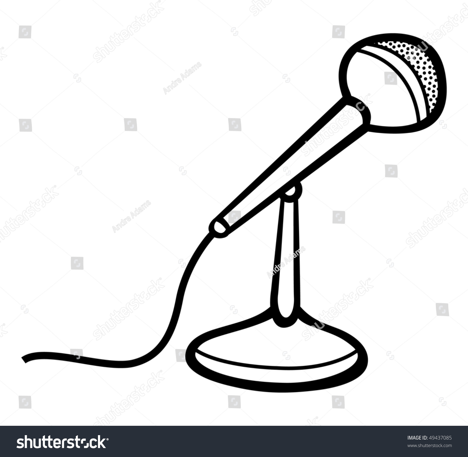 Cartoon Vector Outline Illustration Microphone Stock Vector (Royalty ...
