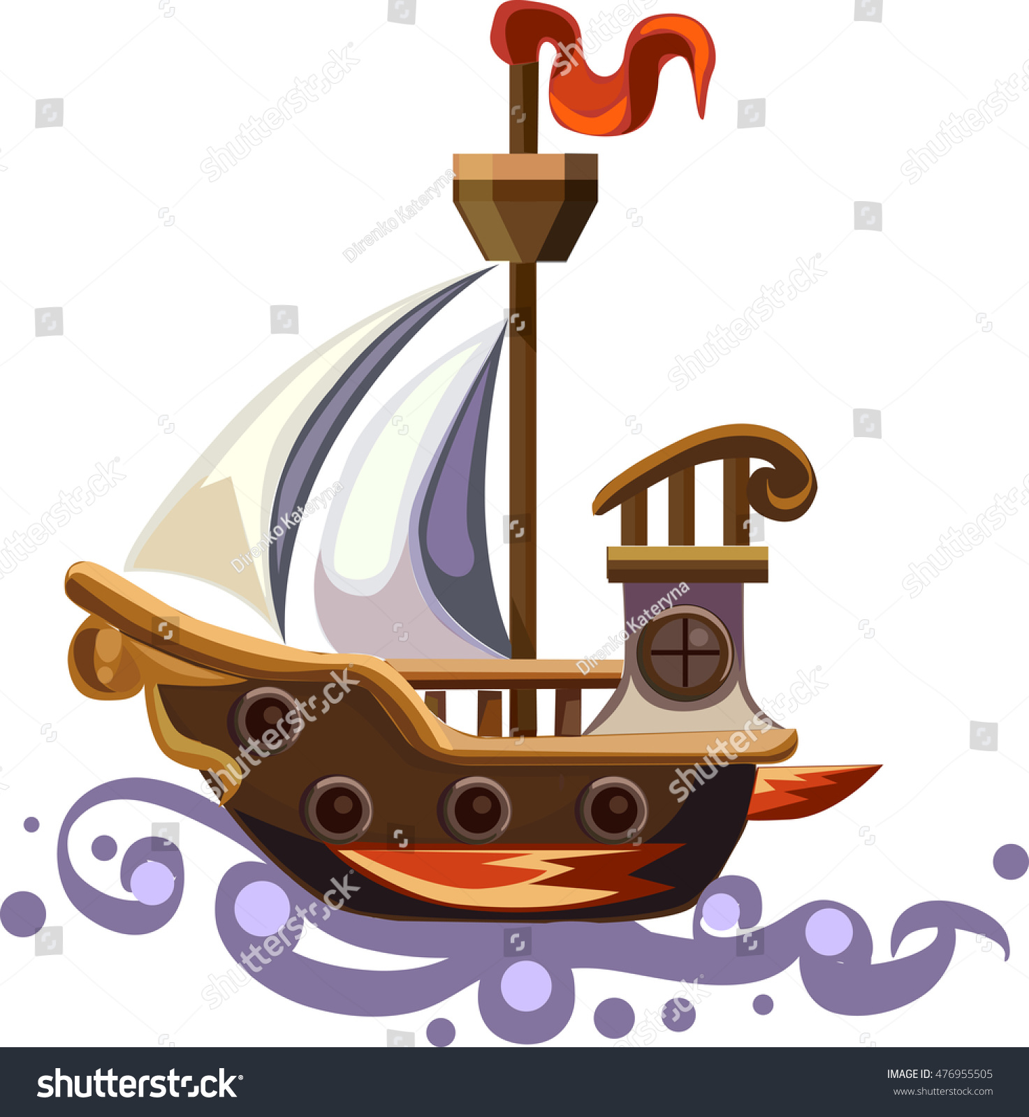Cartoon Vector Ship Isolated On White Stock Vector (Royalty Free ...