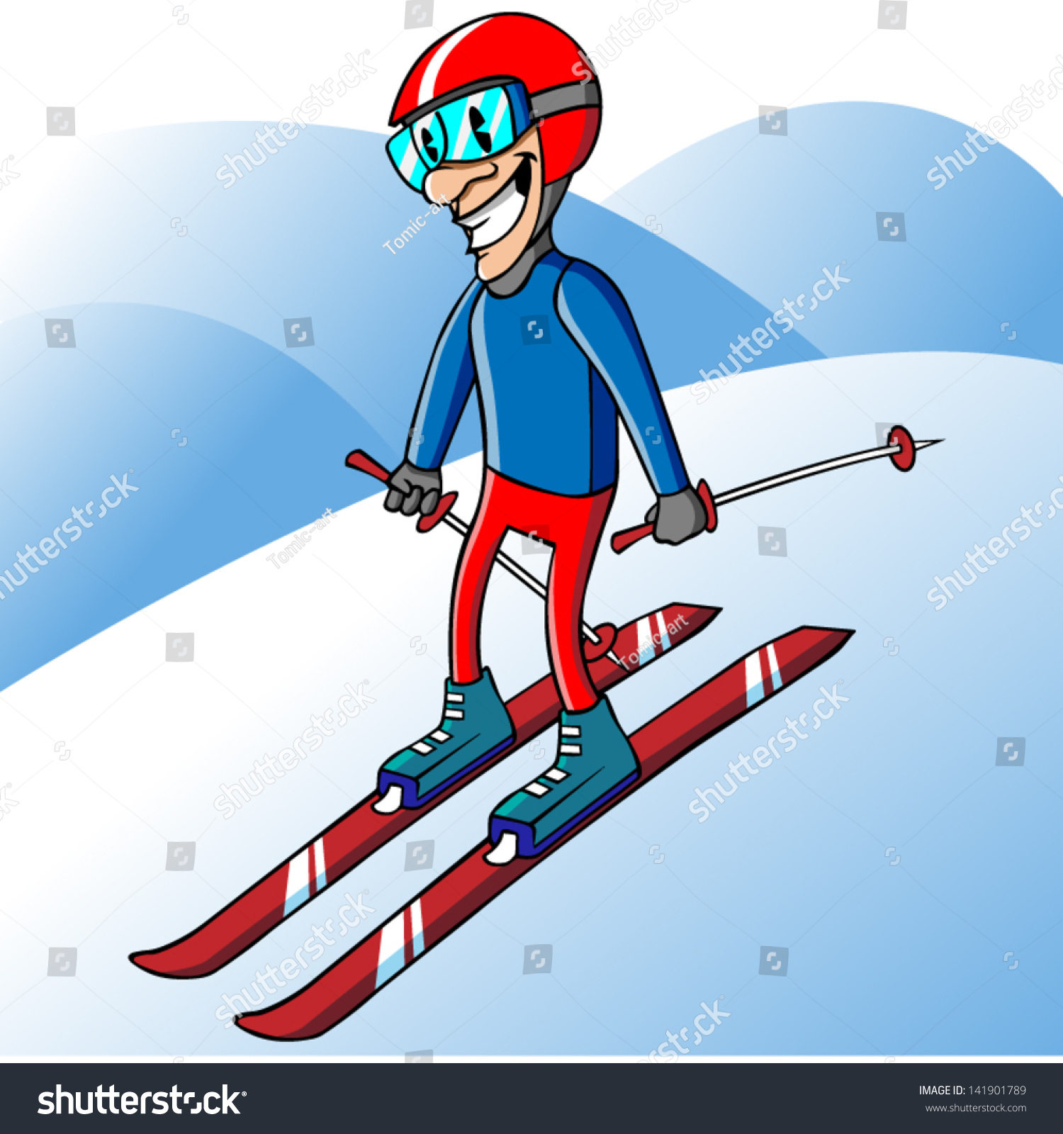 Cartoon Vector Skier Stock Vector (Royalty Free) 141901789 - Shutterstock