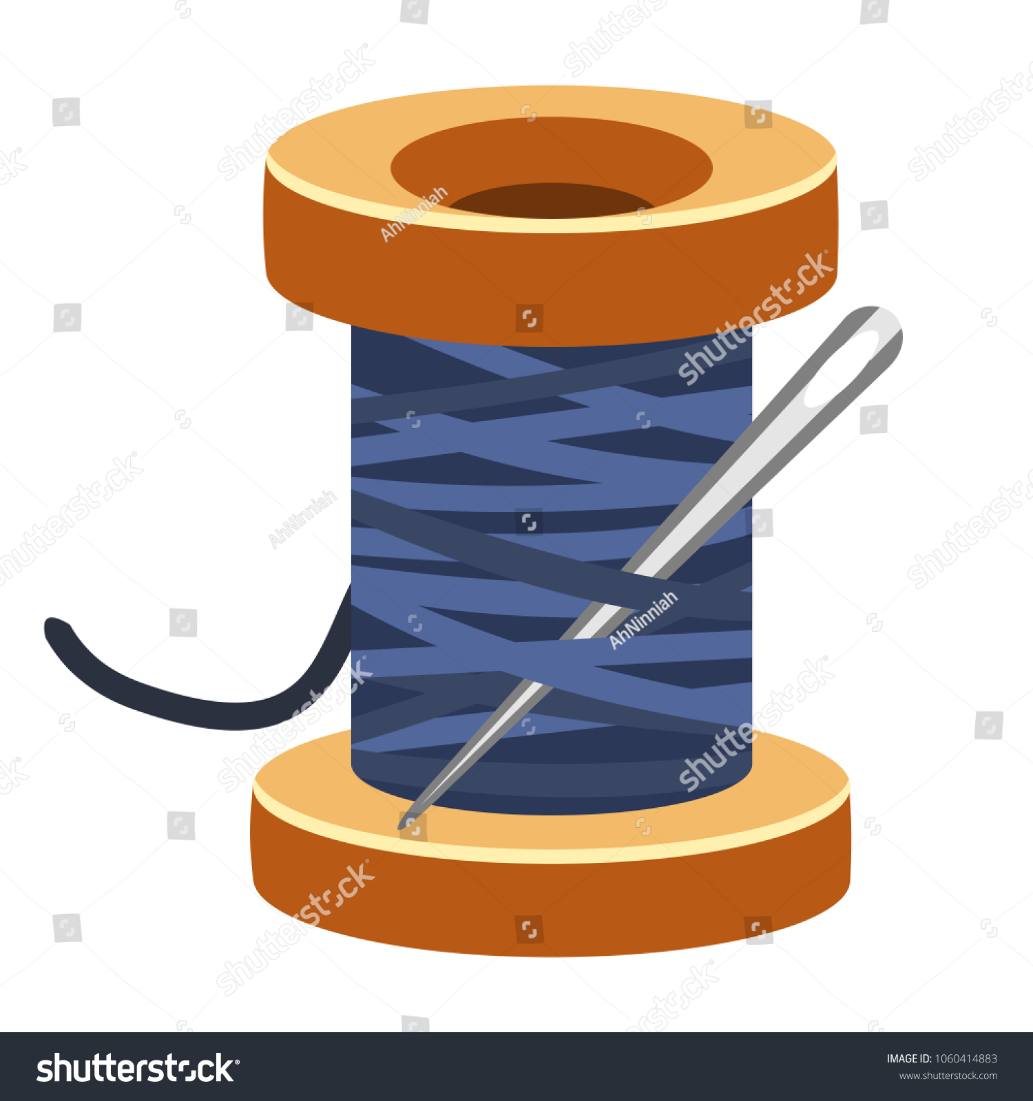Cartoon Vector Thread Reel Needle Icon: vector de stock (libre de ...