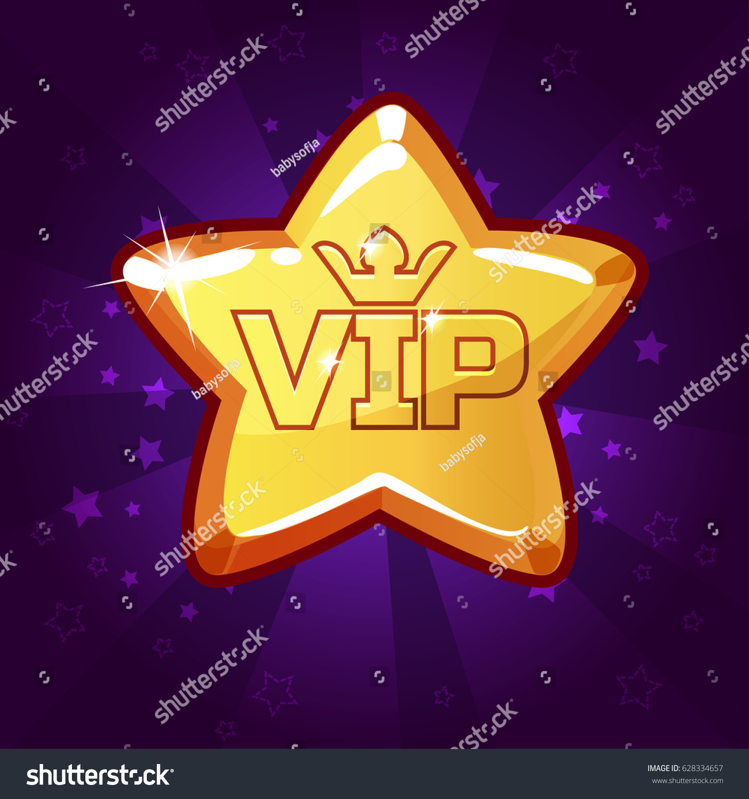 Cartoon Vector Vip Gold Star : image vectorielle de stock (libre de ...
