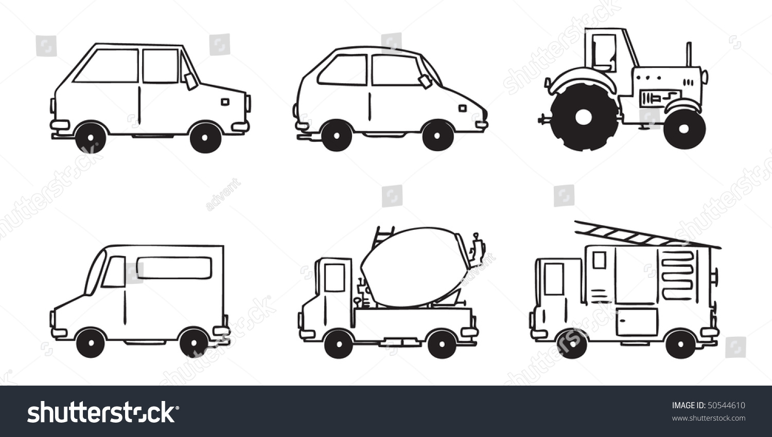 Cartoon Vehicles Set Stock Vector (Royalty Free) 50544610 | Shutterstock